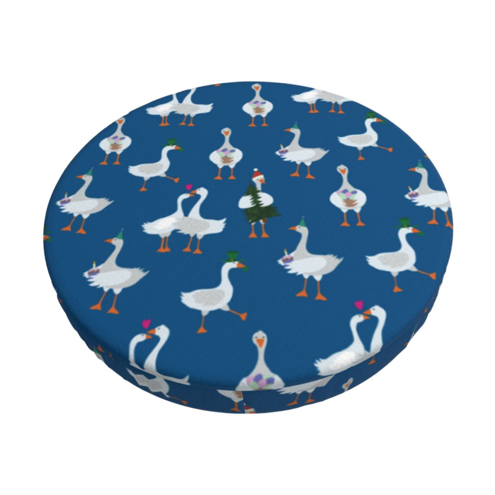 Derioi Cartoon Geese With Xmas for Round Bar Chair Cushion Cover Round ...