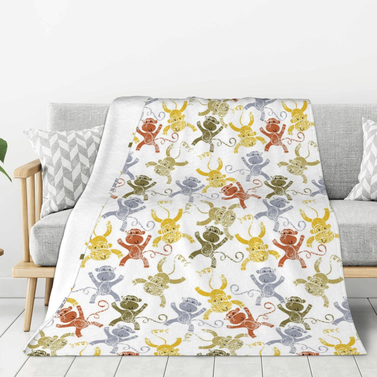 Derioi Cartoon Monkey for Fleece Throw Blanket ,for Couch Sofa Warm ...