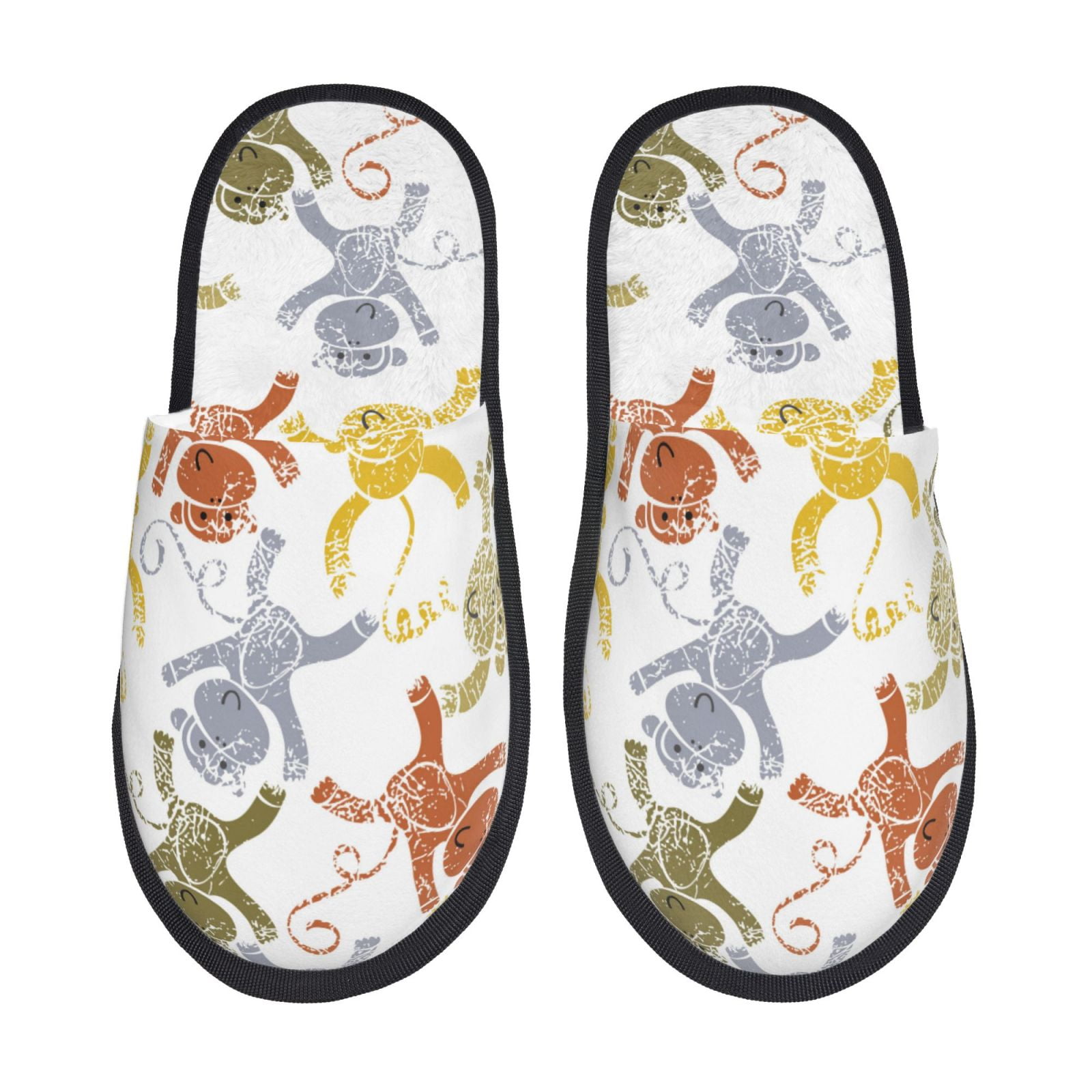 Derioi Cartoon Monkey for Slippers Indoor Outdoor Anti-Skid Warm Cozy ...