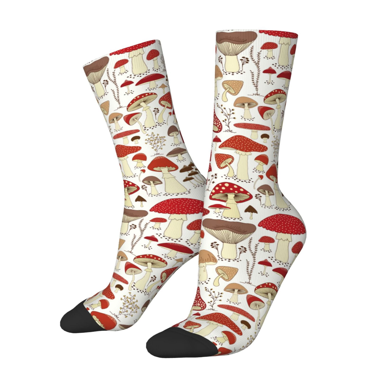 Derioi Cartoon Mushrooms Printed Middle Tube Socks for Adults for Women ...