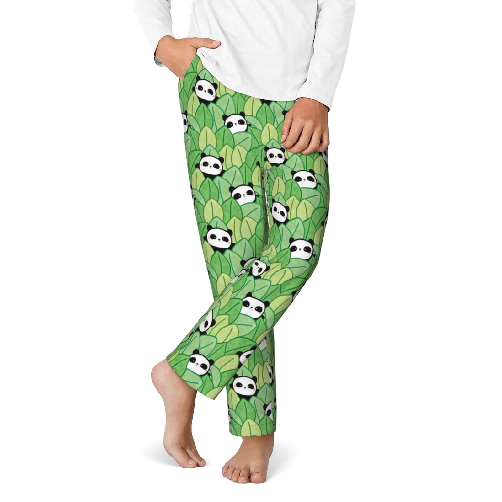 Derioi Cartoon Panda And Leaf 1 for Pajama Pants Men Elastic Waistband ...