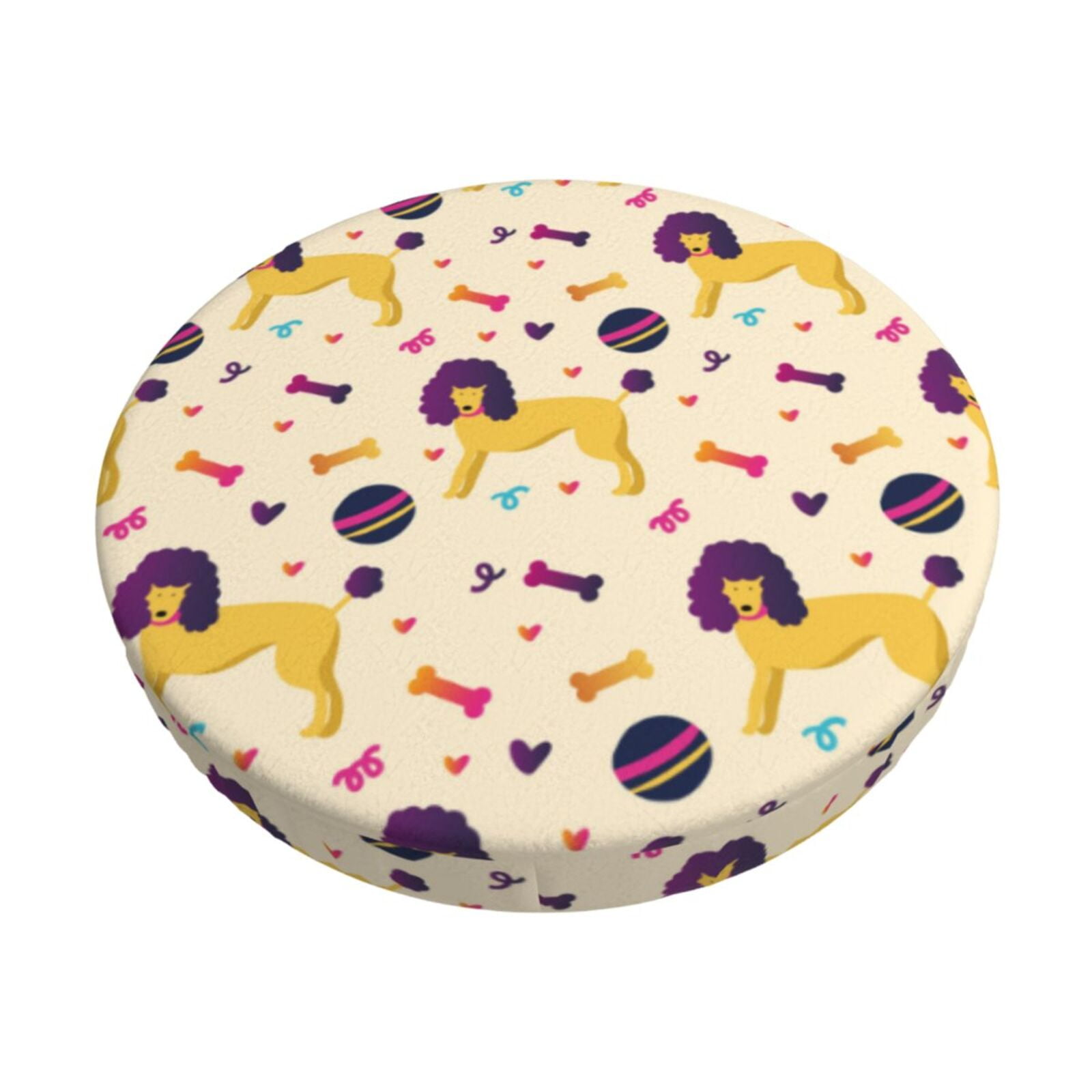 Derioi Cartoon Poodle Dog for Round Bar Chair Cushion Cover Round Stool ...