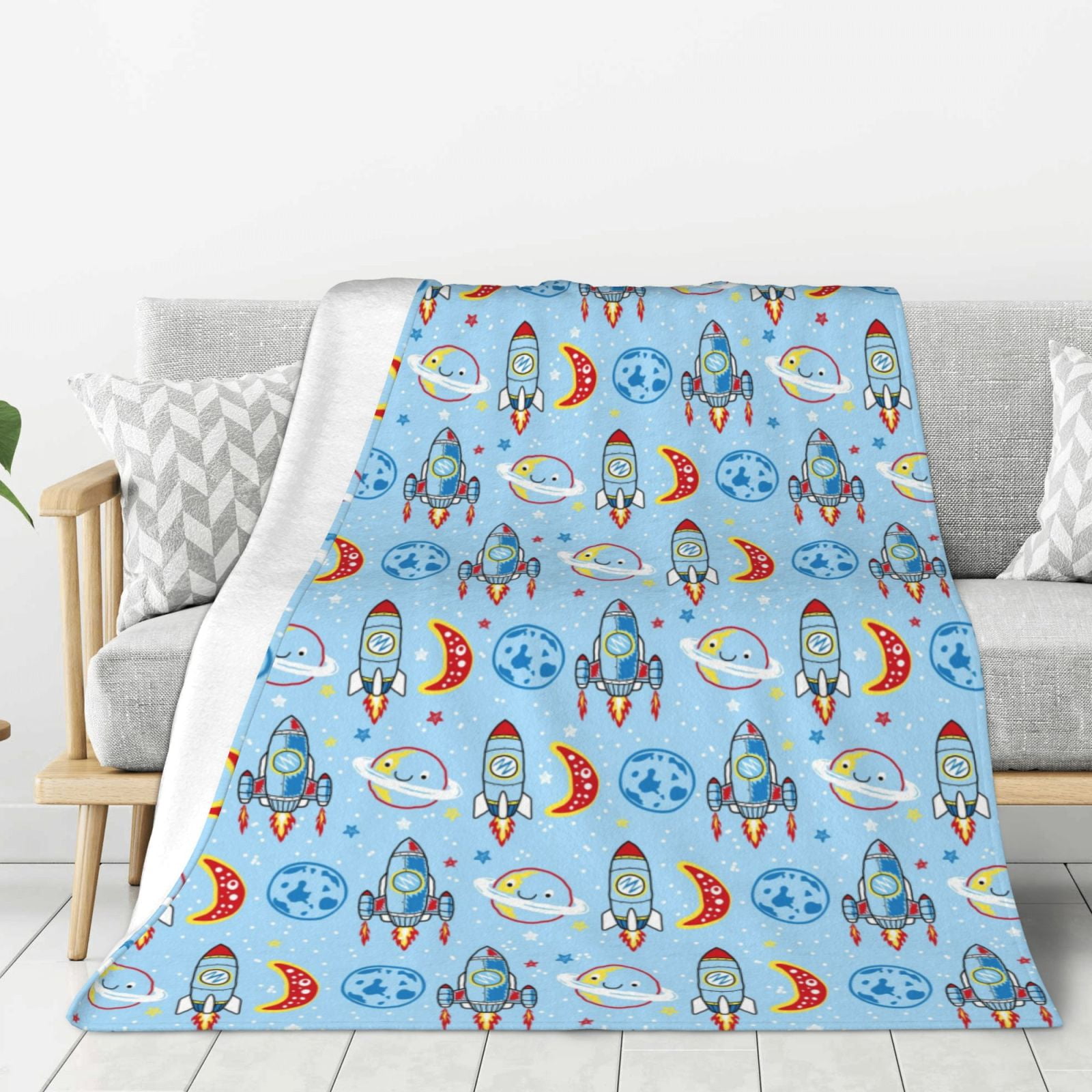 Derioi Cartoon Rocket With Space for Fleece Throw Blanket ,for Couch ...