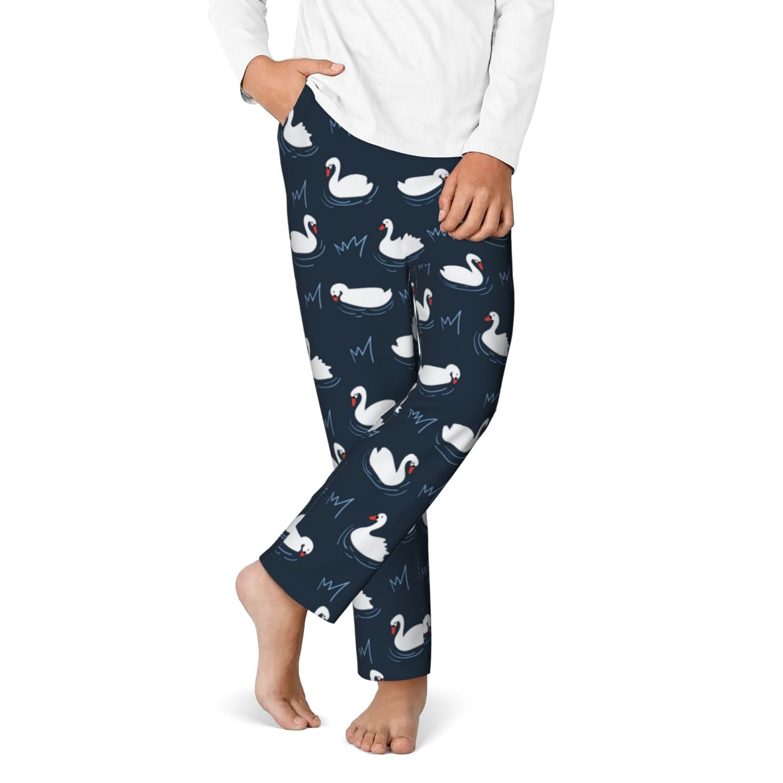 Derioi Cartoon Swan for Pajama Pants Men Elastic Waistband Sleep Pajama ...