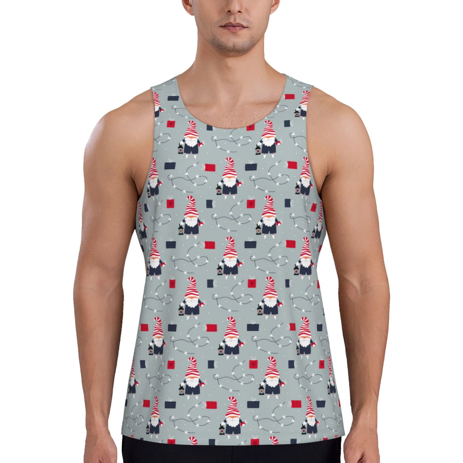 Derioi Christmas Gnome 1 for Men's Workout Tank Top Muscle Gym Shirt ...