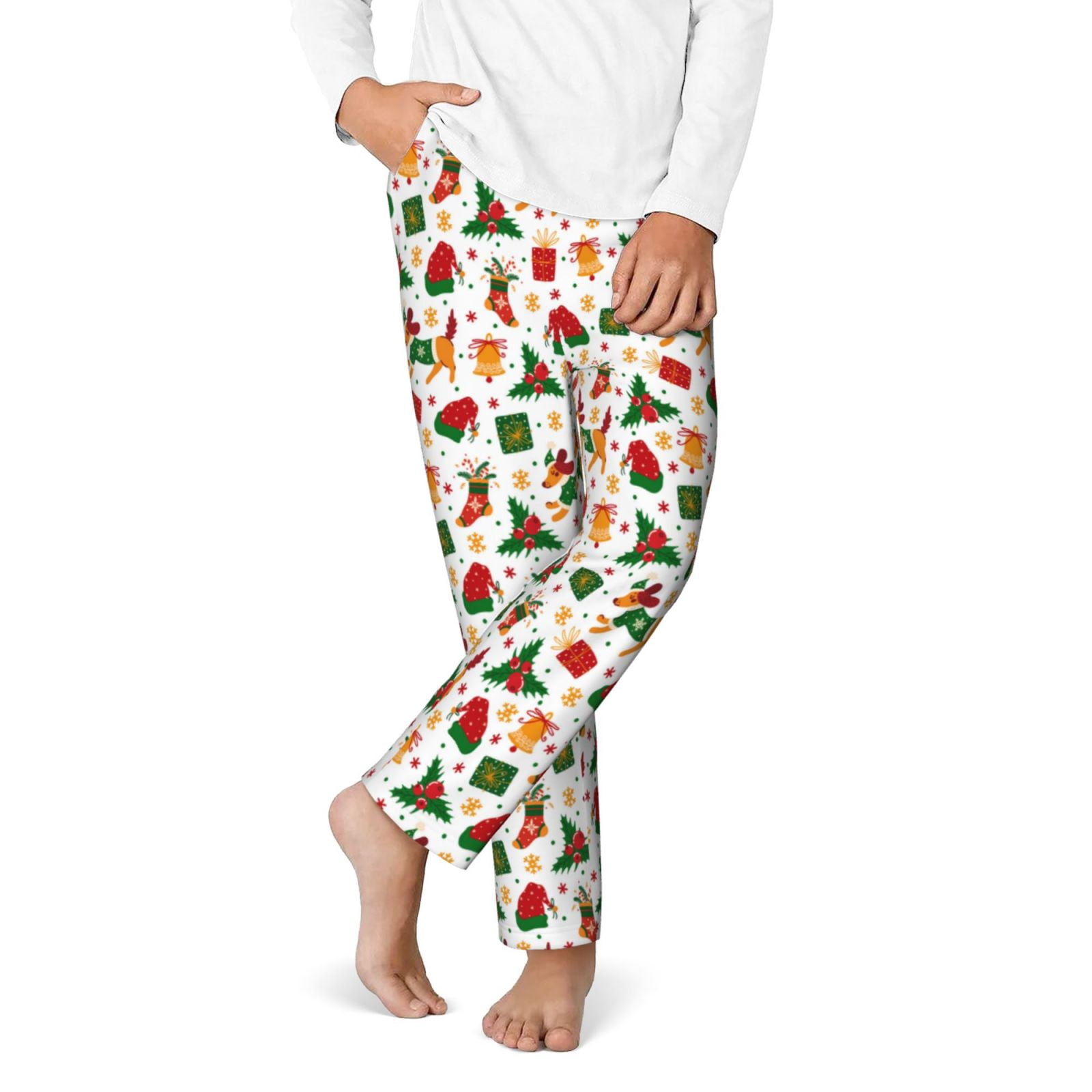 Derioi Christmas Hat Cute Puppy for Pajama Pants Men Elastic Waistband ...