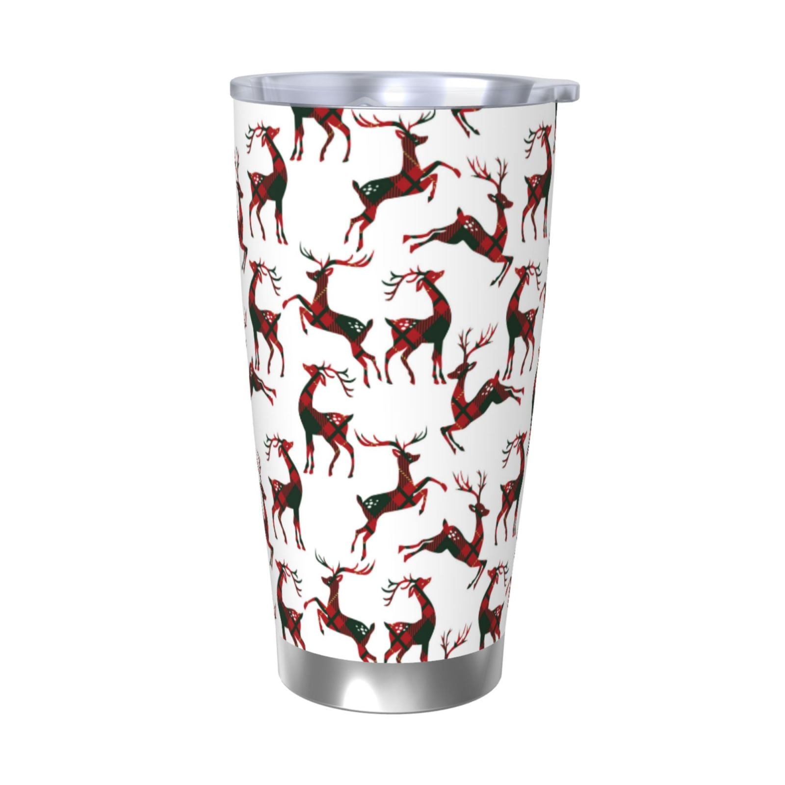 Derioi Christmas Plaid Moose for 20oz Tumbler with Lid for Hot and Cold ...