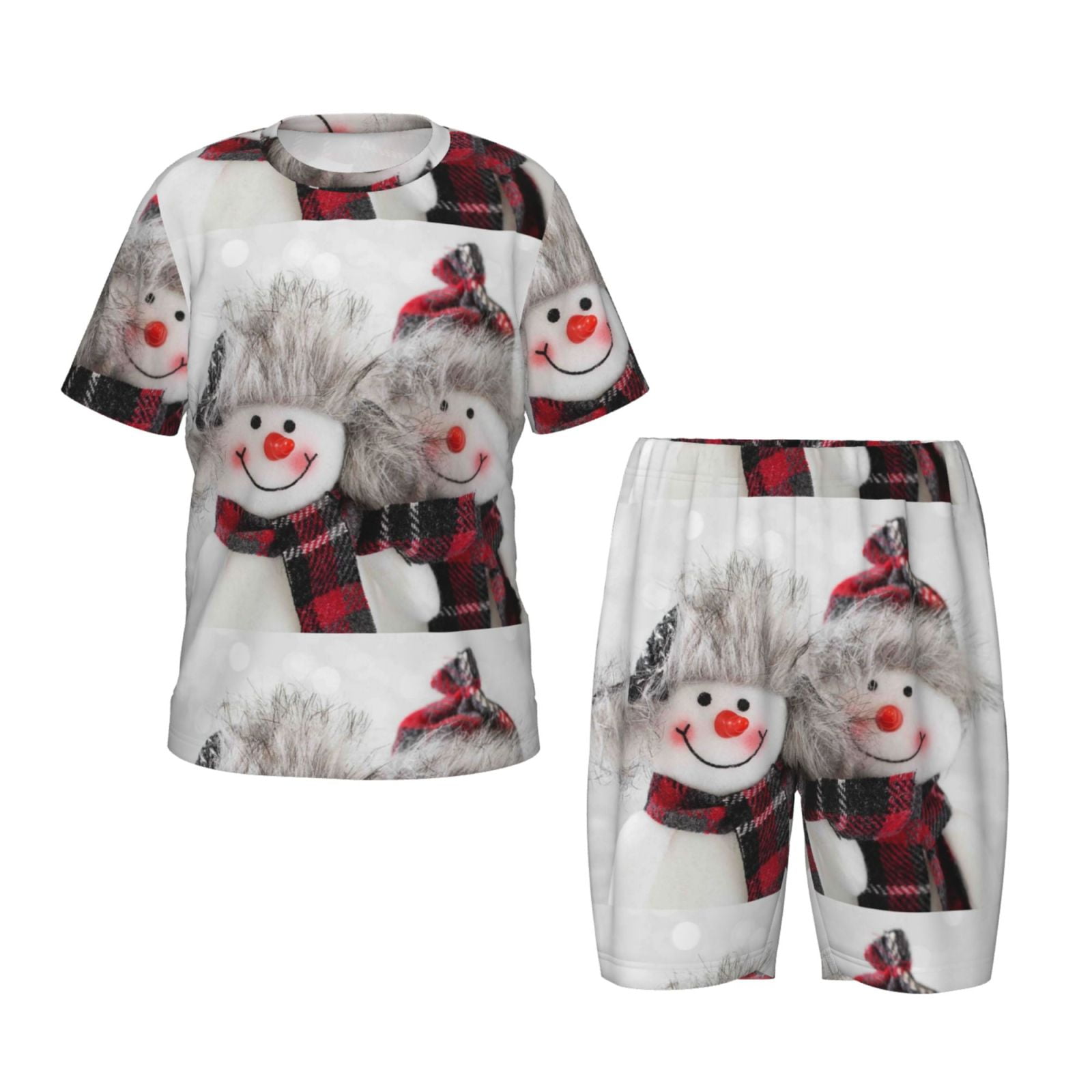 Derioi Christmas Snowman With Hat for Short-Sleeved Summer Pajama Set ...