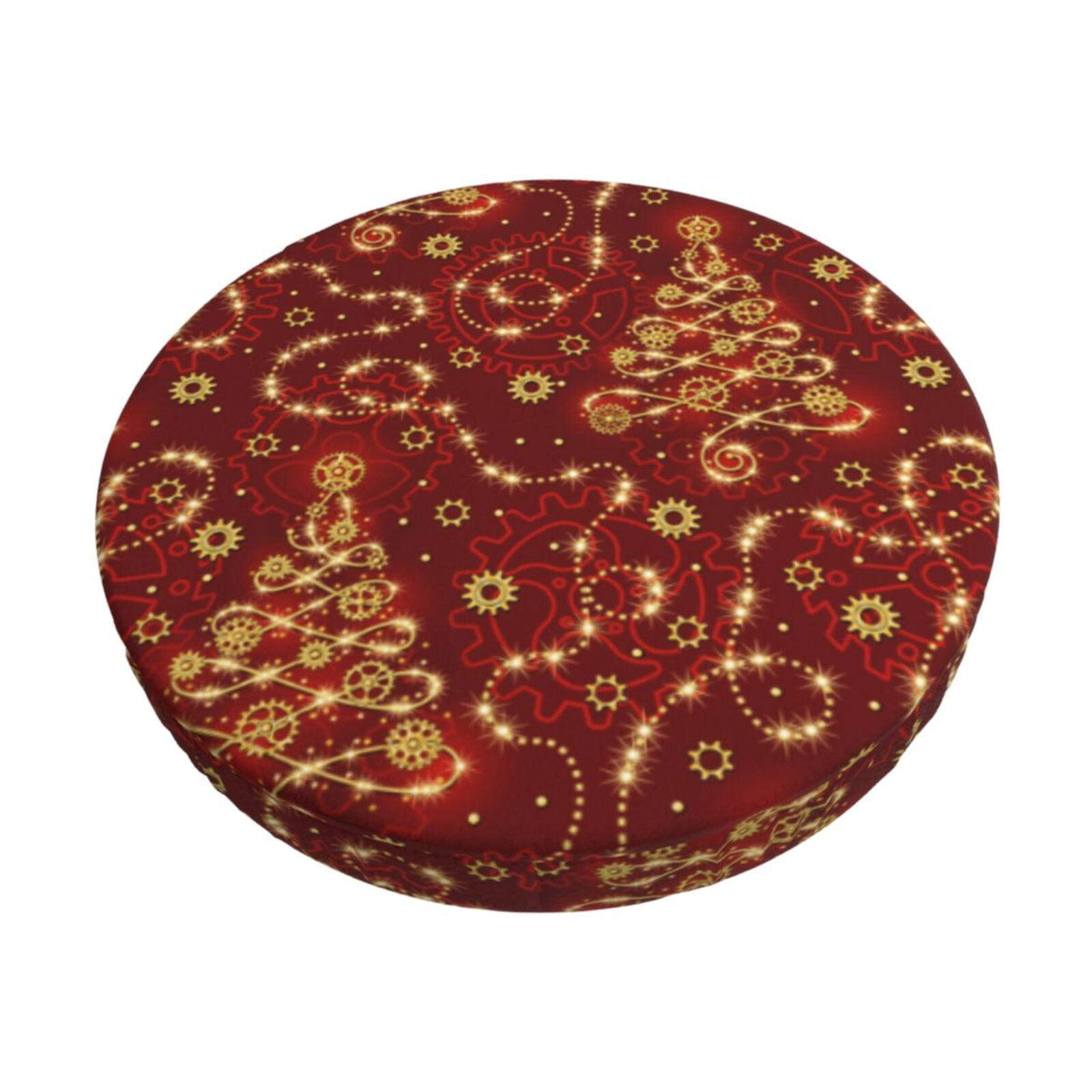 Derioi Christmas Tree On A Red Background for Round Bar Chair Cushion ...