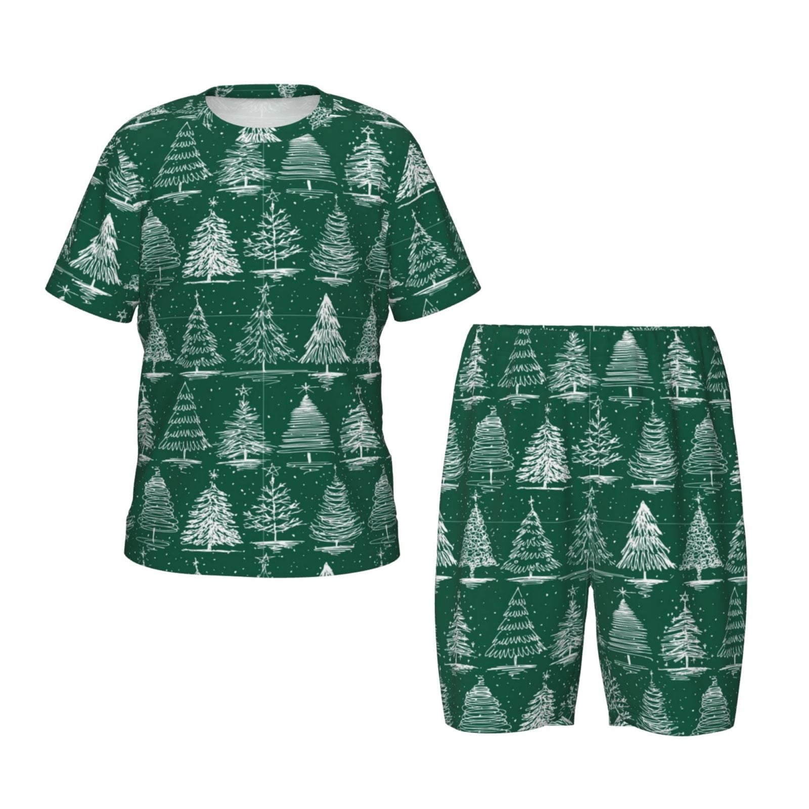 Derioi Christmas Trees for Short-Sleeved Summer Pajama Set for Girls ...