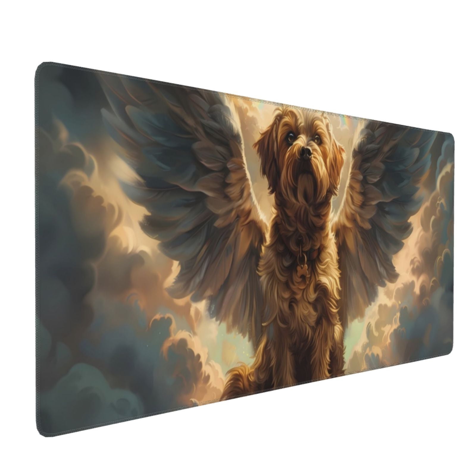 Derioi Cloud Rainbow Winged Dog for Large Non-Slip Gaming Mouse Pad 16 ...
