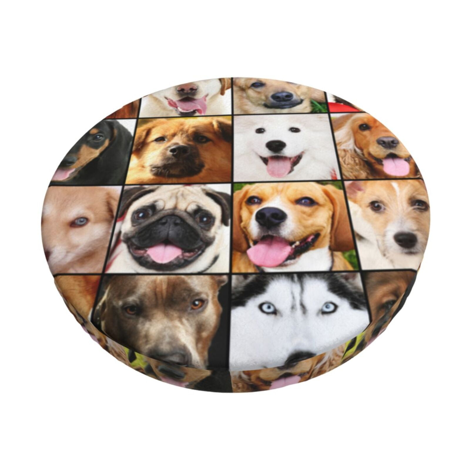 Derioi Collage of different dogs for Round Bar Chair Cushion Cover ...