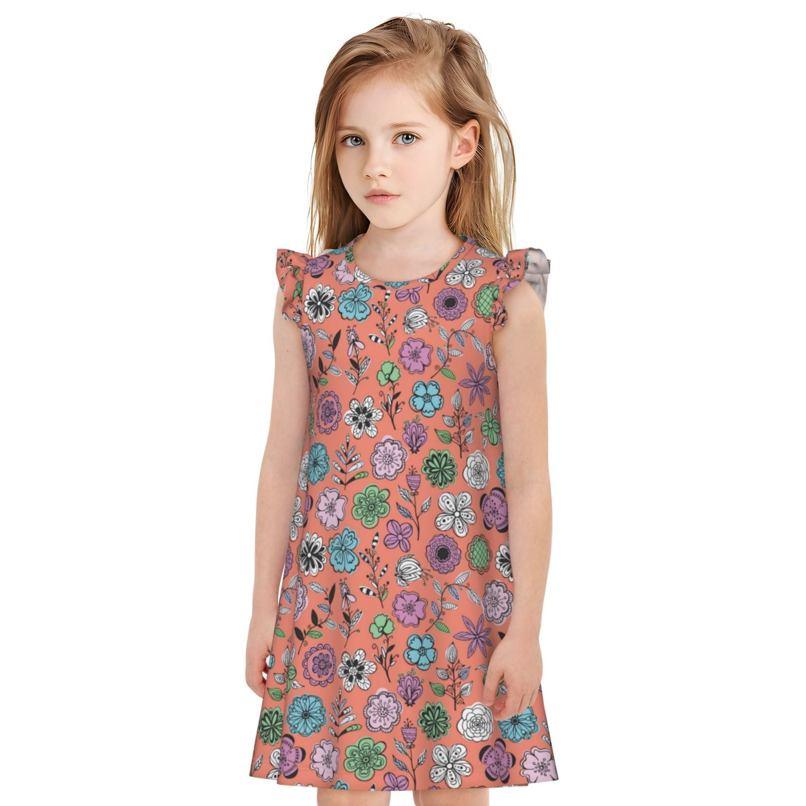 Derioi Color Flowers for Girls Nightgowns Night Dress Sleepwear Pajamas ...