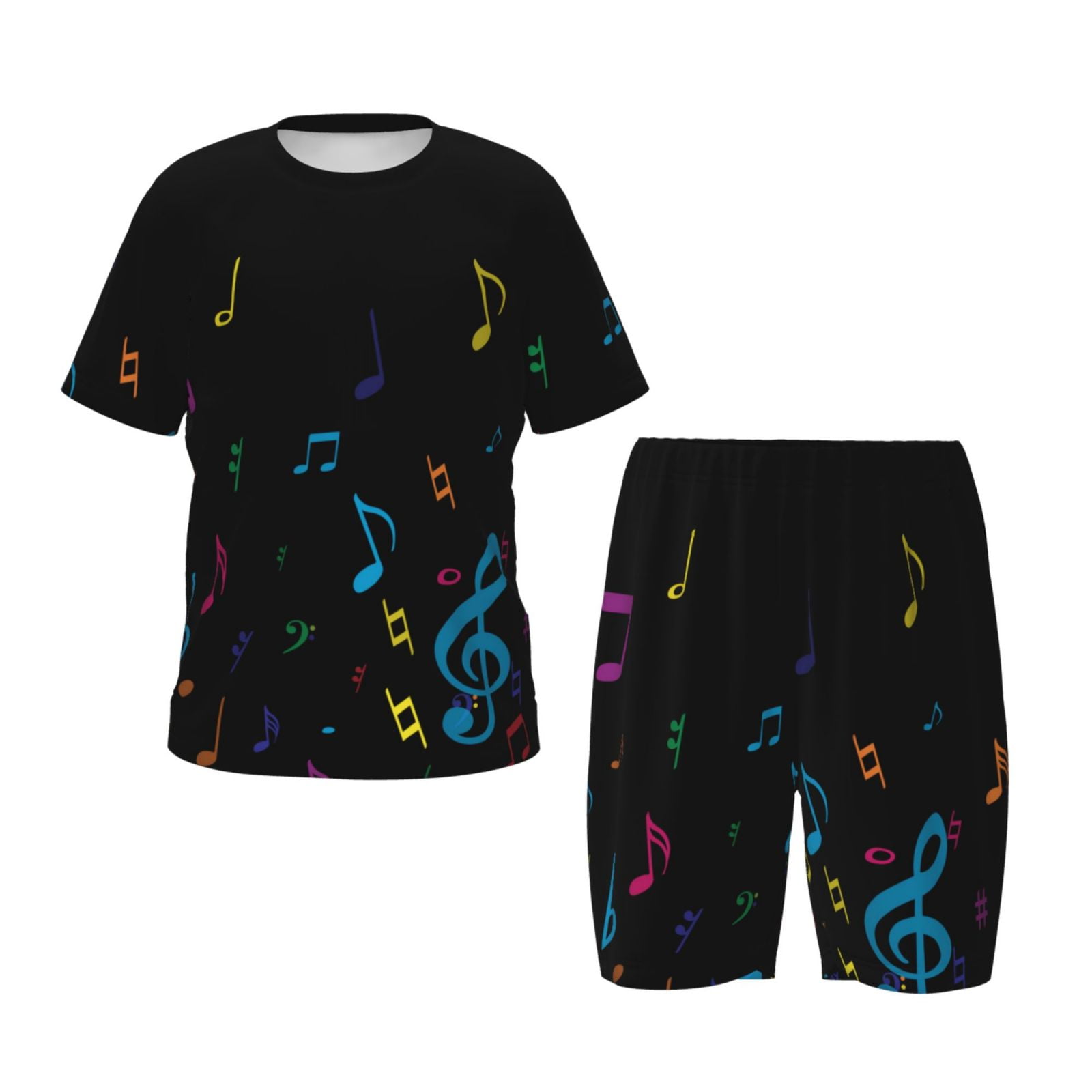 Derioi Color Musical Notes for Short-Sleeved Summer Pajama Set for ...