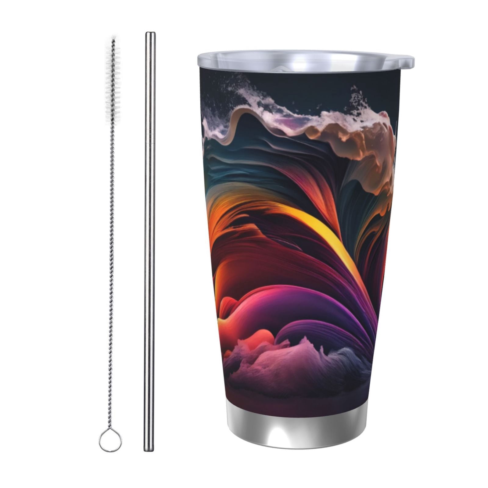 Derioi Colorful Abstract Wave Motion for 20oz Tumbler with Lid for Hot ...