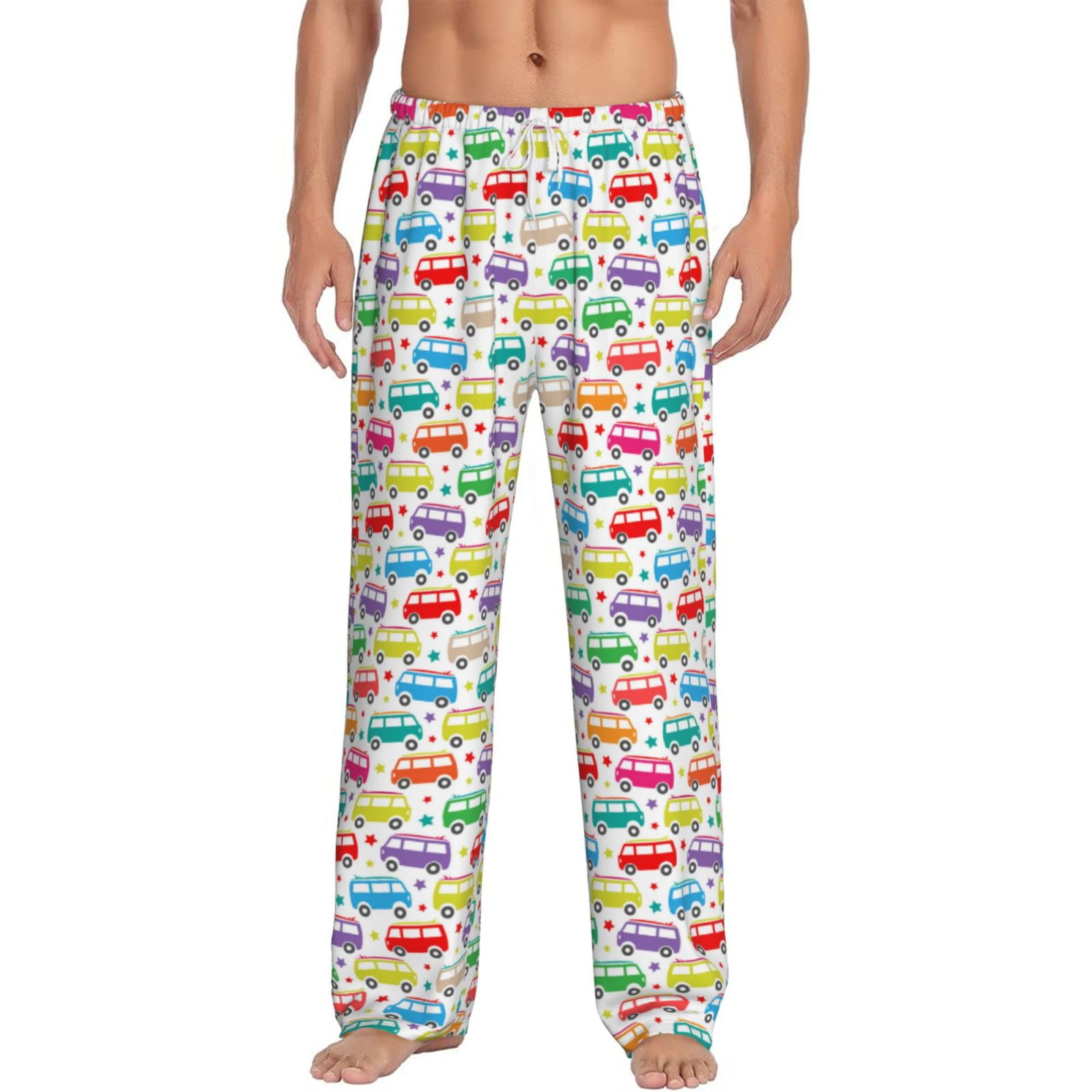 Derioi Colorful Bus for Men's Pajama Pants with Pockets and Drawstring ...