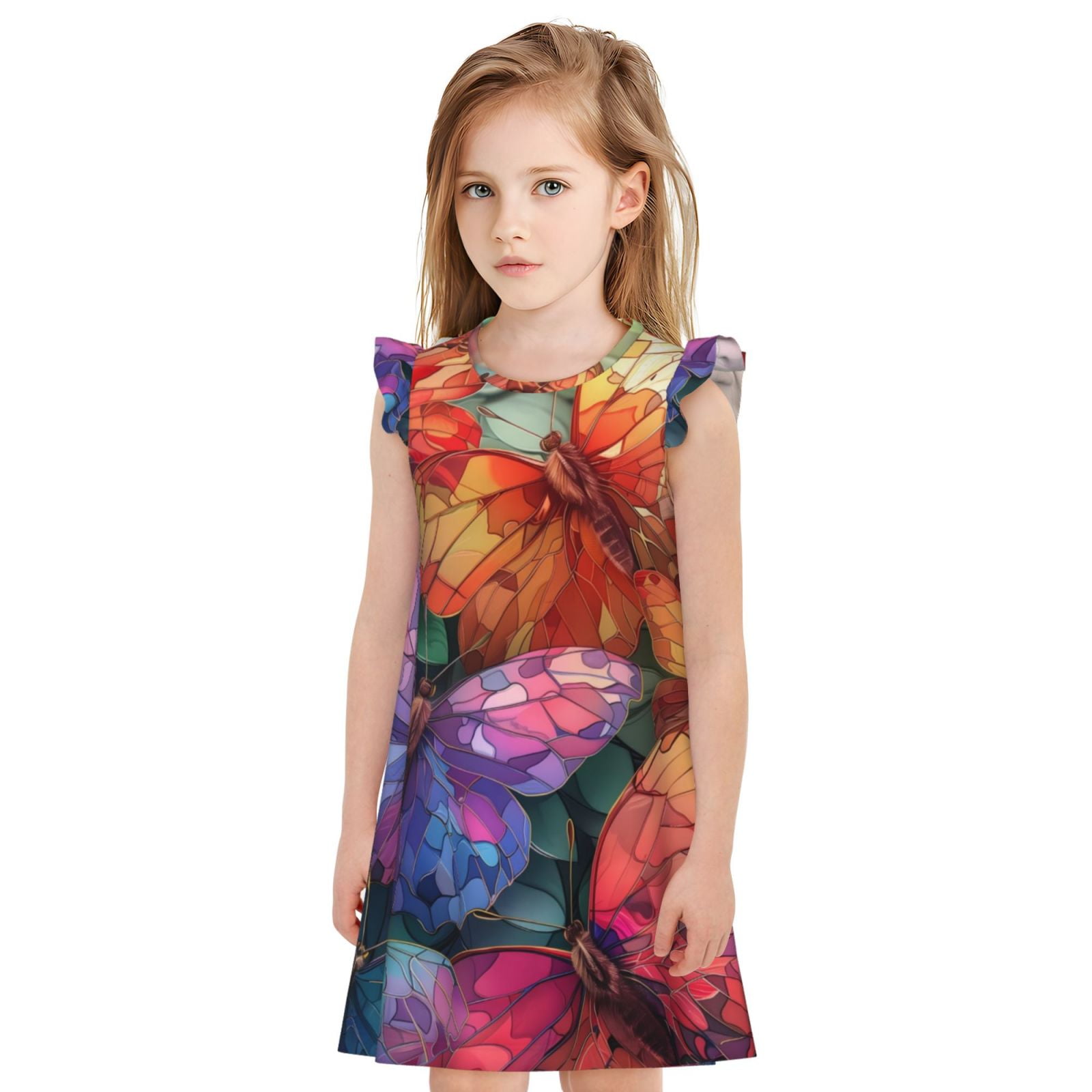 Derioi Colorful Butterfly Cluster for Girls Nightgowns Night Dress ...