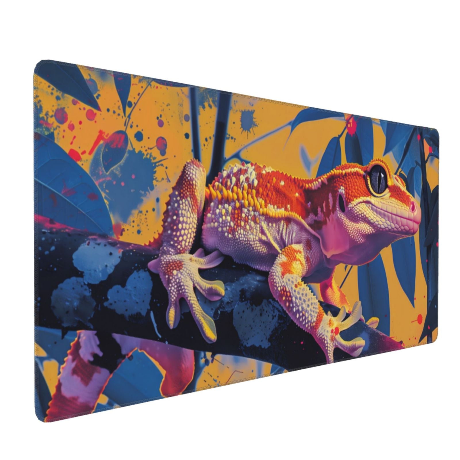Derioi Colorful Gecko Jungle Art for Large Non-Slip Gaming Mouse Pad 16 ...