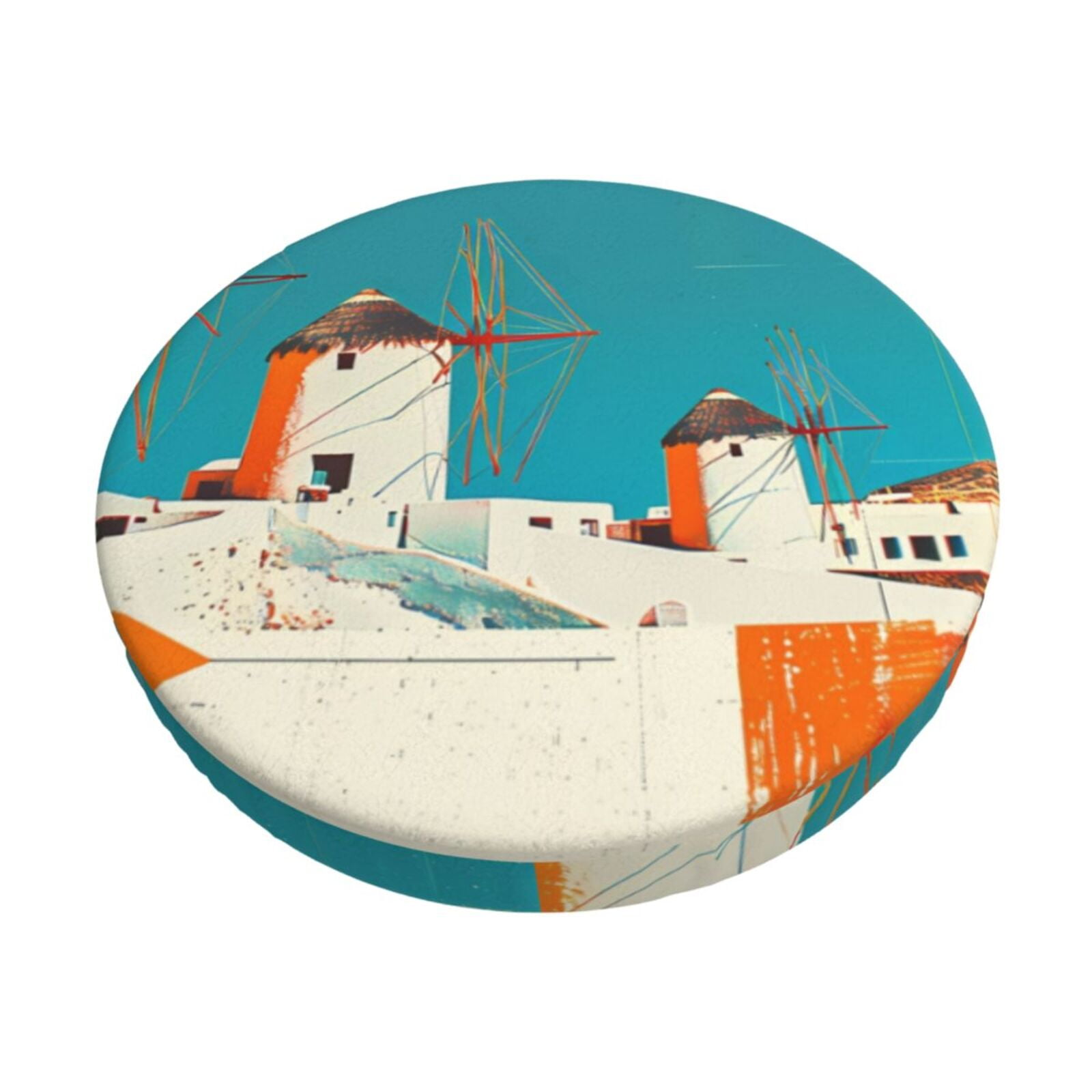 Derioi Colorful Greek Windmills for Round Bar Chair Cushion Cover Round ...