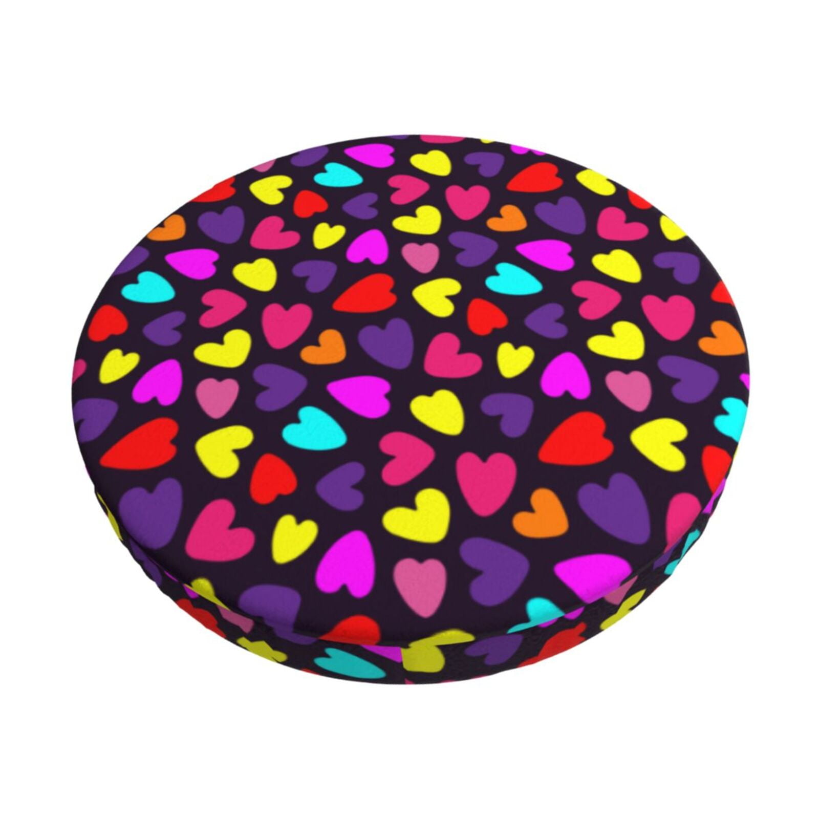 Derioi Colorful Hearts for Round Bar Chair Cushion Cover Round Stool ...