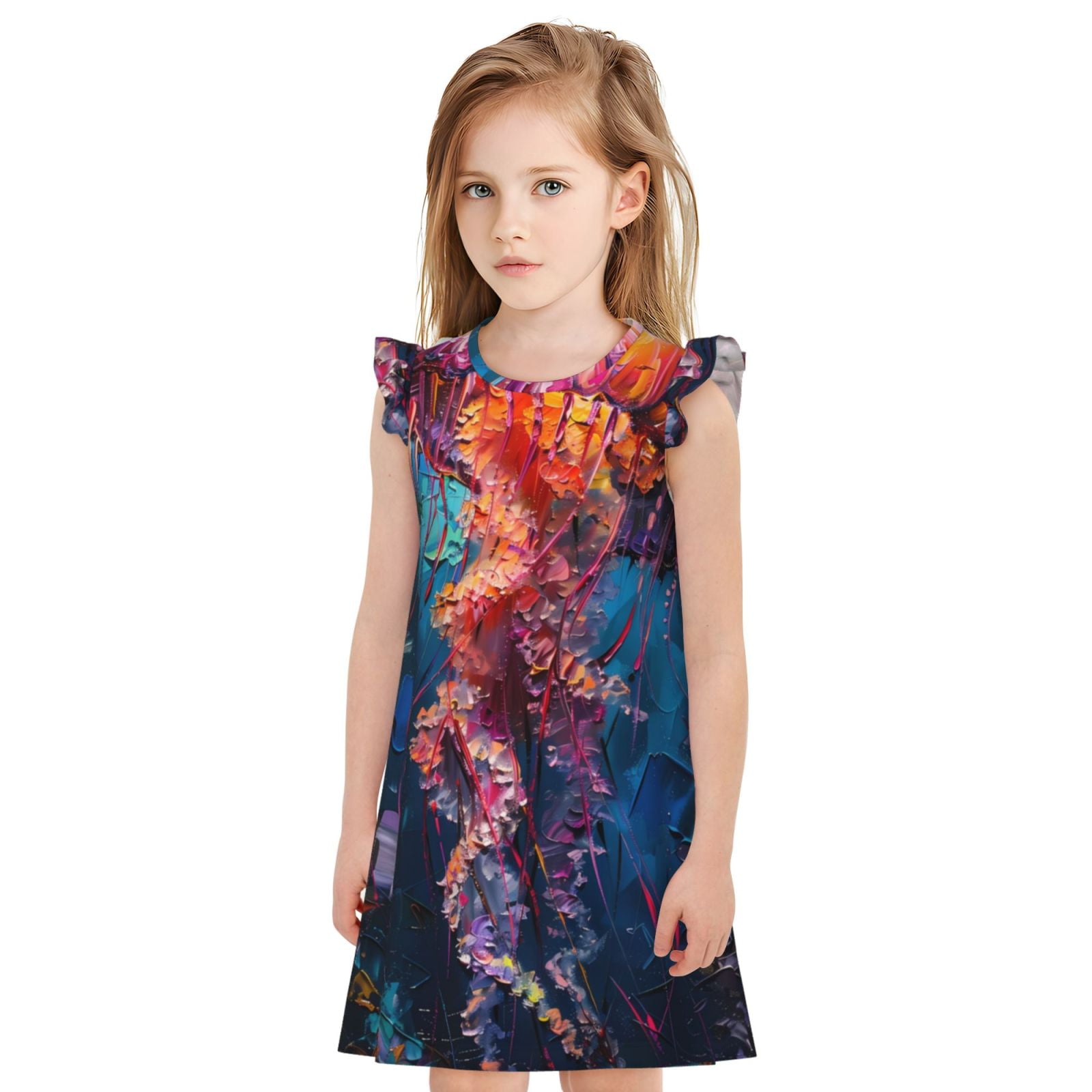 Derioi Colorful Jellyfish Abstract for Girls Nightgowns Night Dress ...