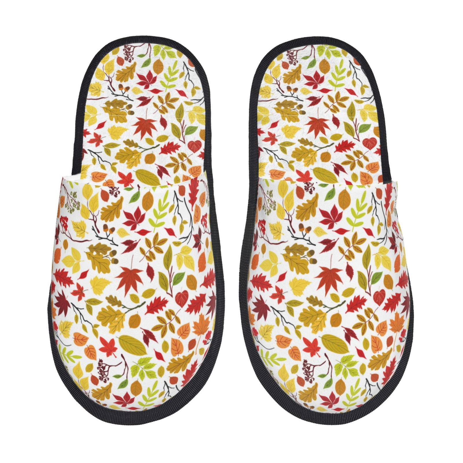 Derioi Colorful Leaves for Slippers Indoor Outdoor Anti-Skid Warm Cozy ...