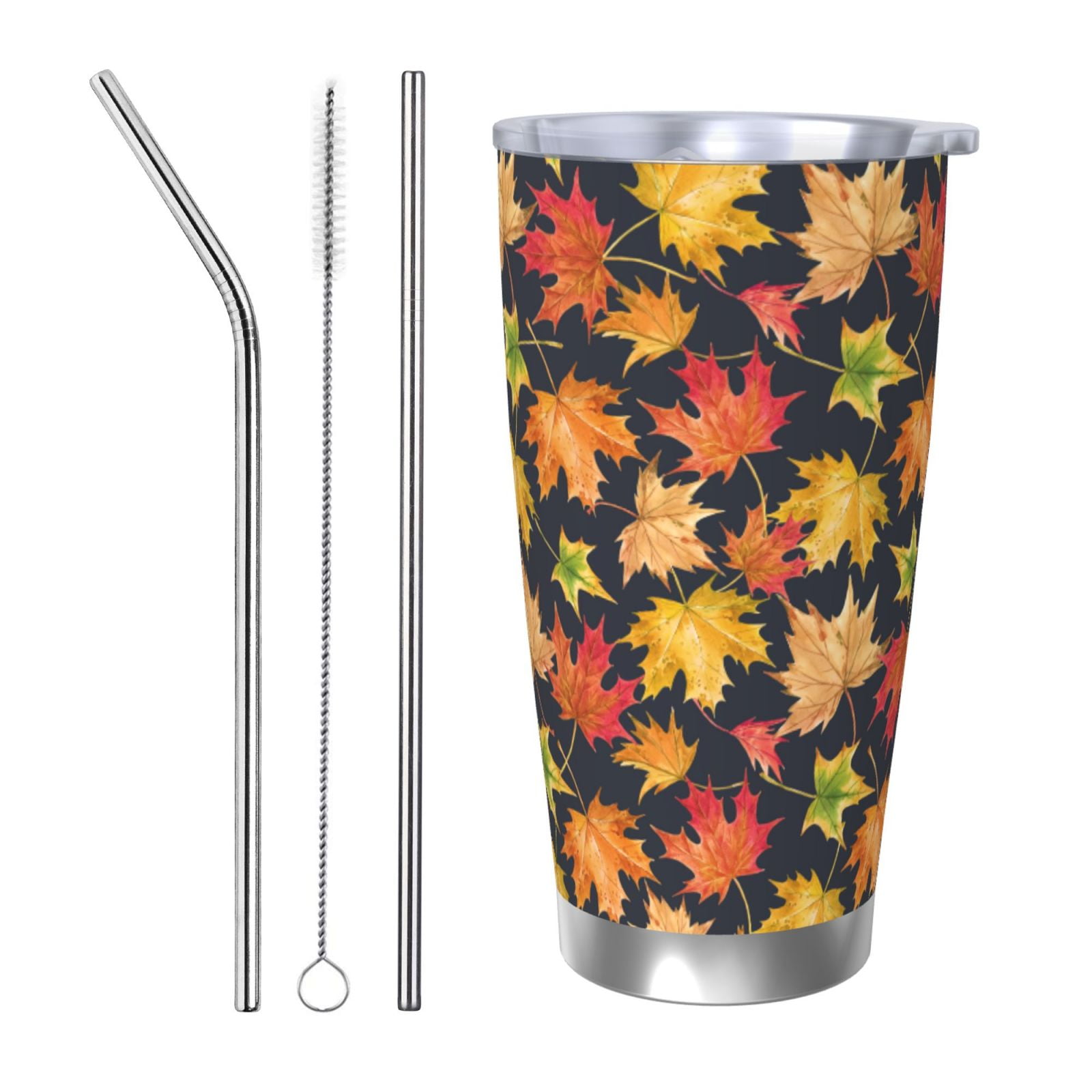 Derioi Colorful Maple Leaves for 20oz Tumbler with Lid for Hot and Cold ...