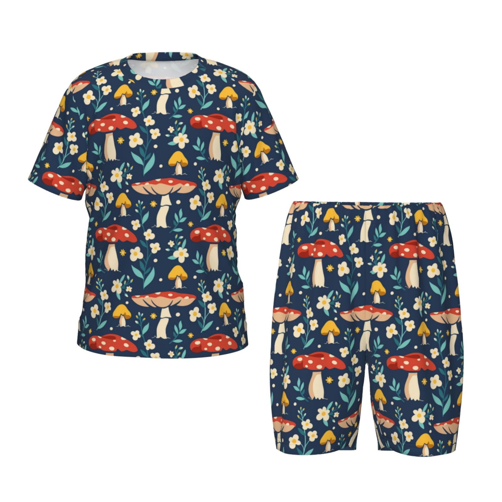 Derioi Colorful Mushrooms for Short-Sleeved Summer Pajama Set for Girls ...