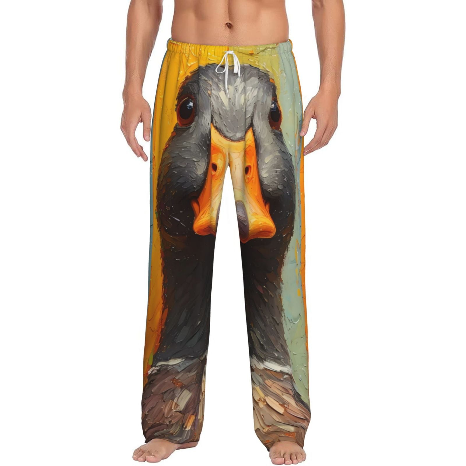 Derioi Colorful Painted Duck for Men's Pajama Pants with Pockets and ...