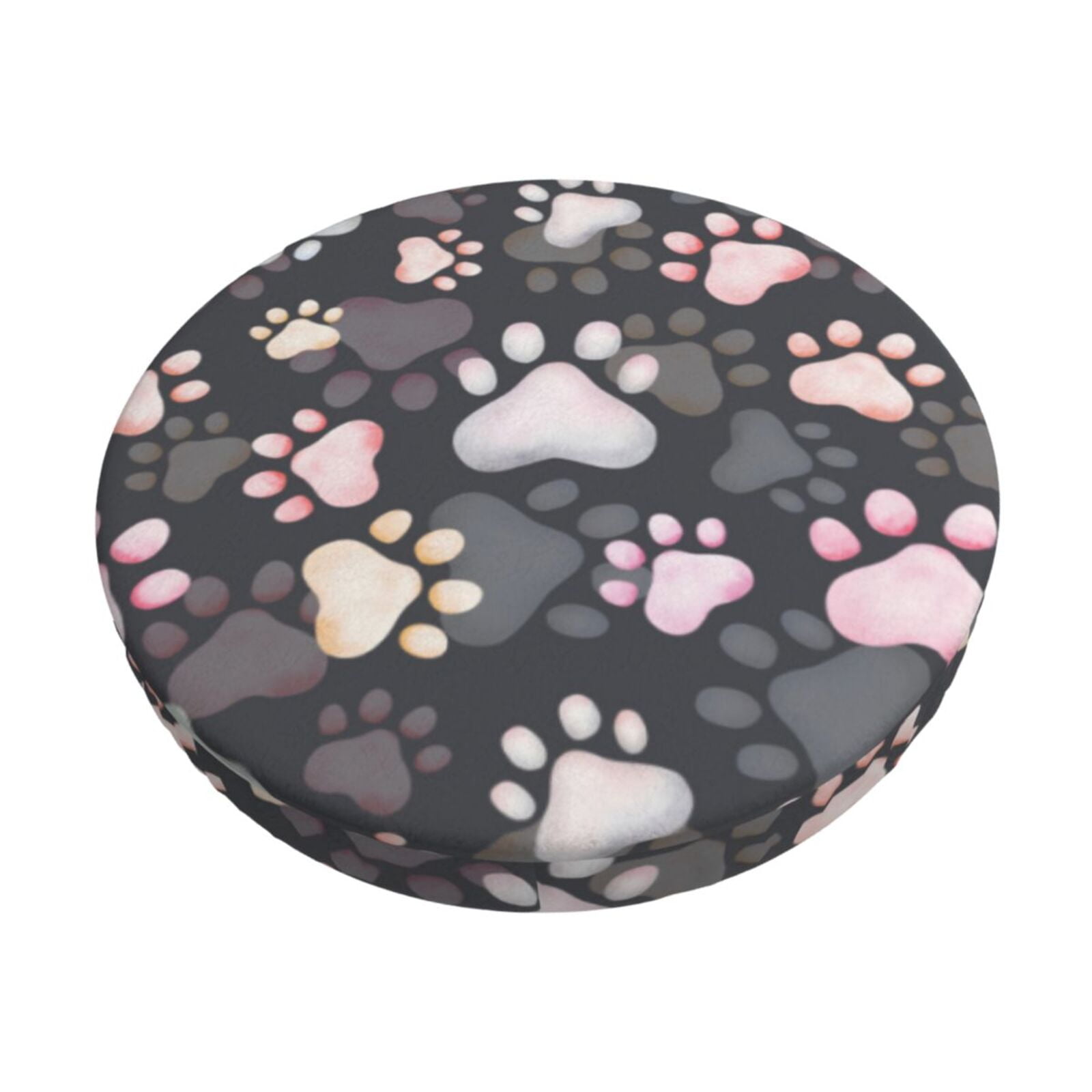 Derioi Colorful Paws Of Dog for Round Bar Chair Cushion Cover Round ...