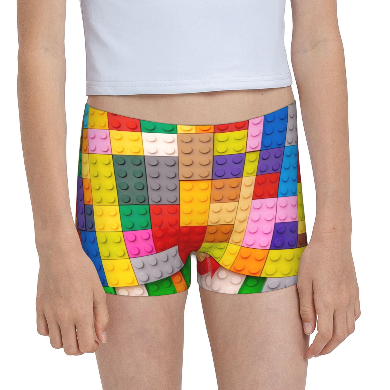 Derioi Colorful Plastic Blocks Pattern for Girls' Soft Mid-Rise Boxer ...