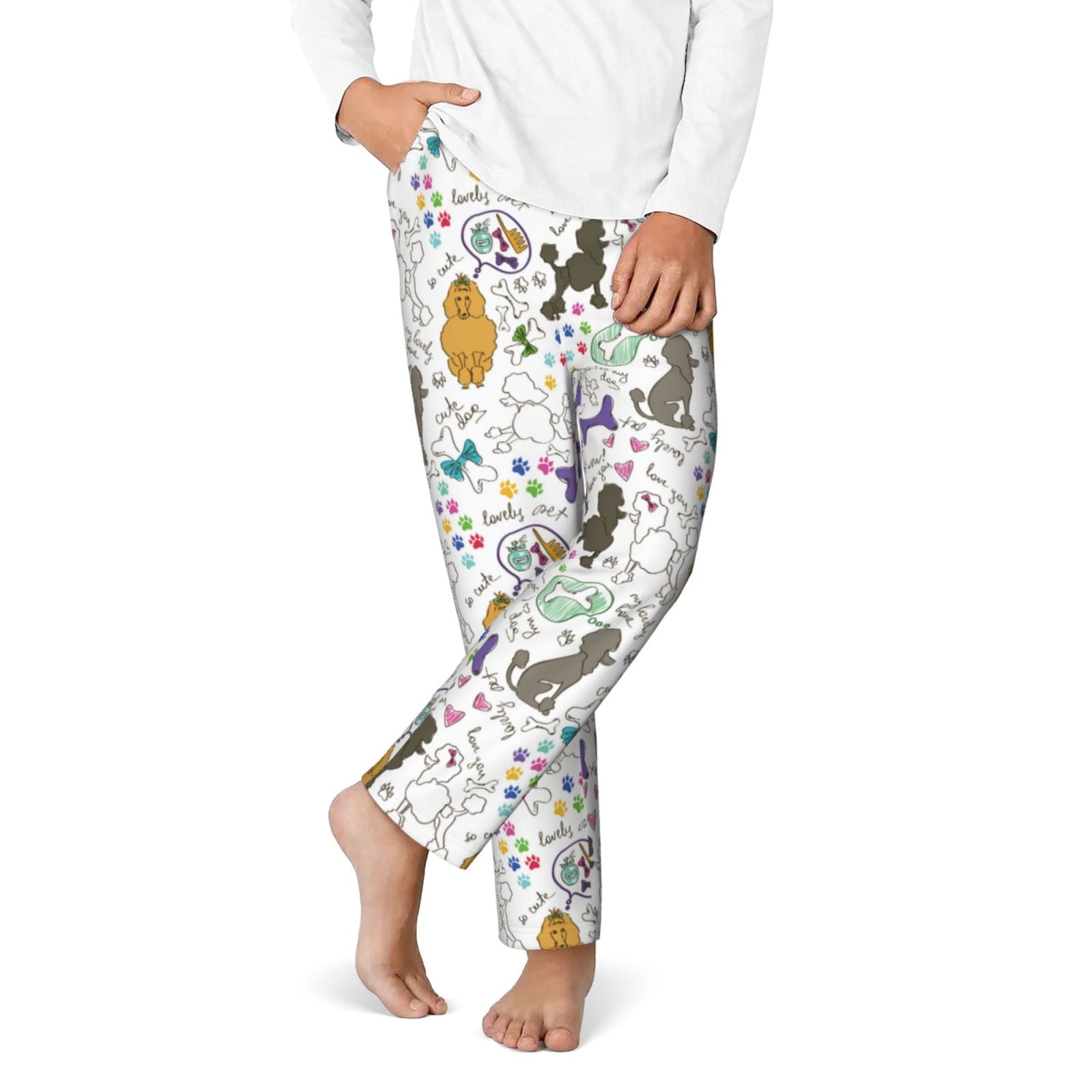 Derioi Colorful Poodle Dog for Pajama Pants Men Elastic Waistband Sleep ...