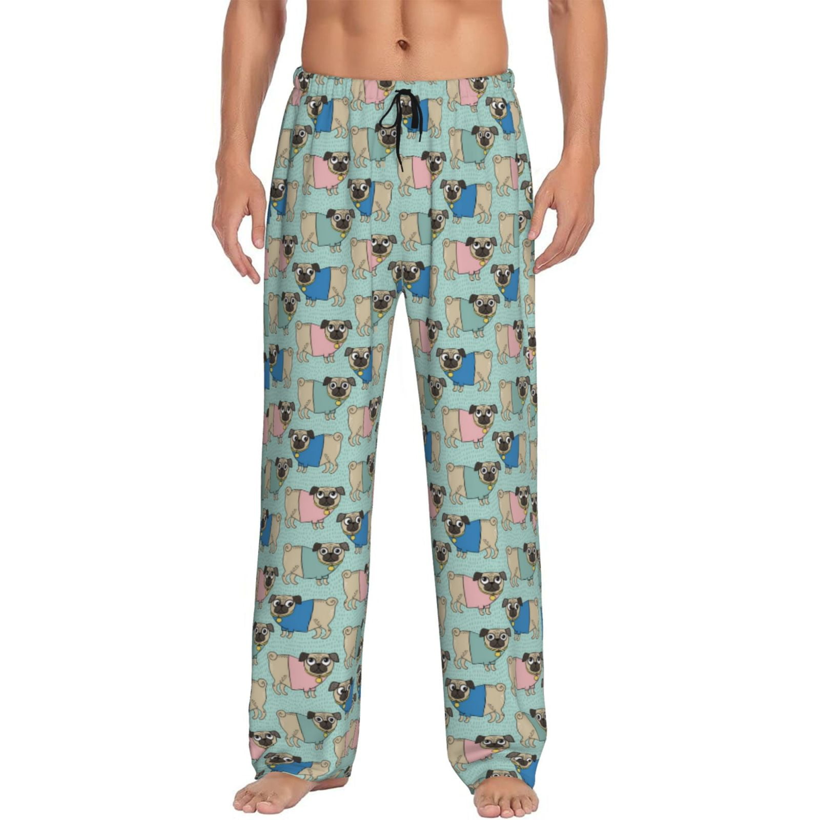 Derioi Colorful Pugs for Men's Pajama Pants with Pockets and Drawstring ...