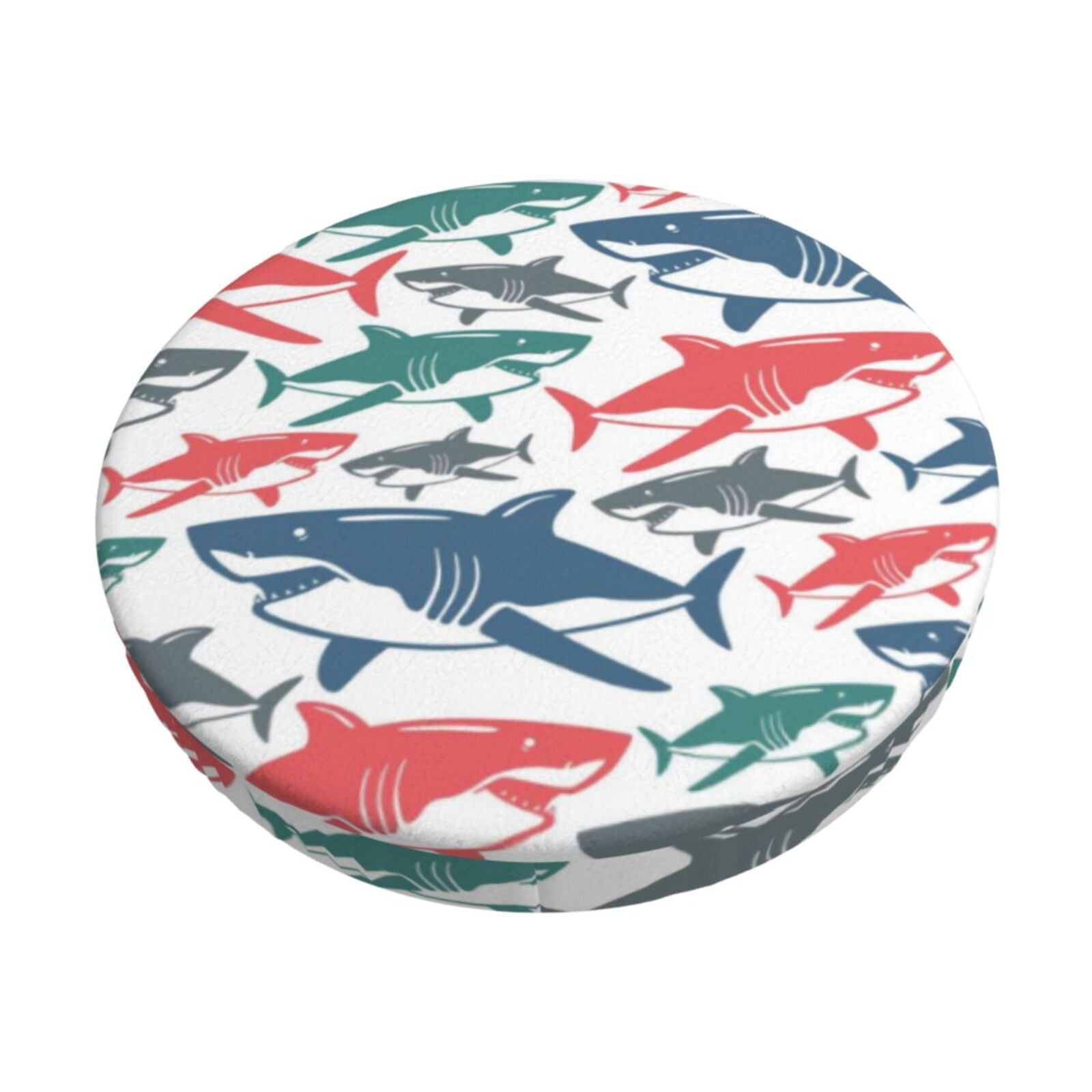 Derioi Colorful Shark for Round Bar Chair Cushion Cover Round Stool ...