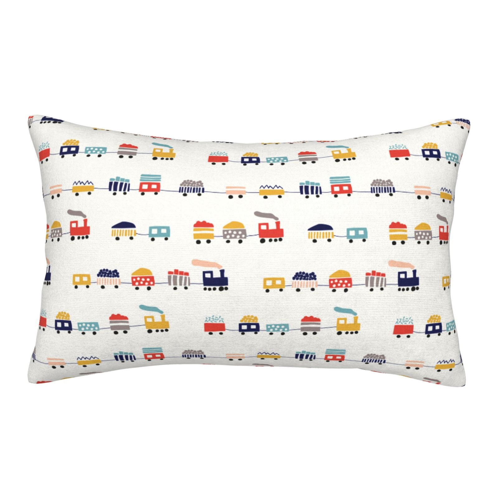 Derioi Colorful Trains for Double-sided Pillow Cover with Concealed ...