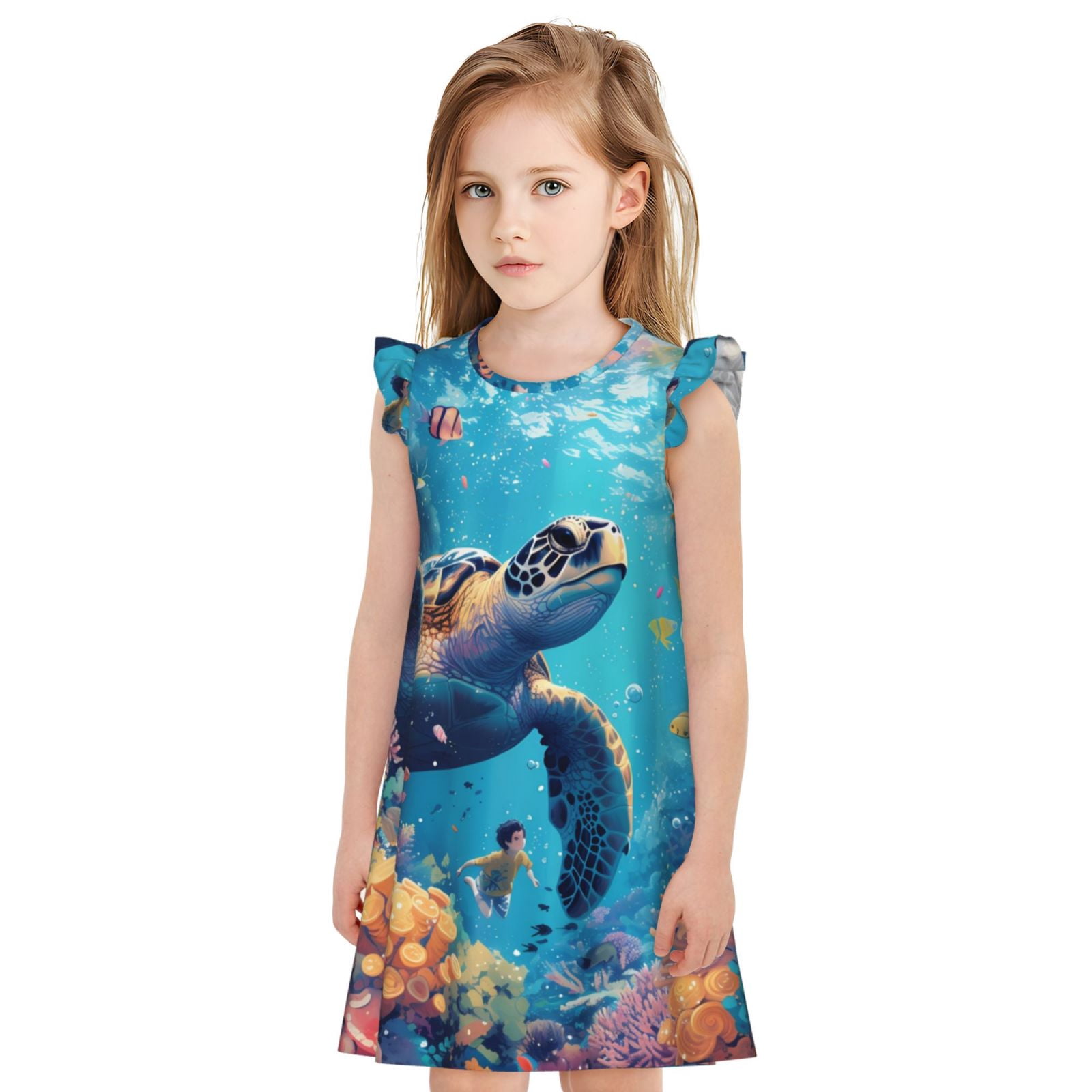 Derioi Colorful Underwater Plant Turtle for Girls Nightgowns Night ...