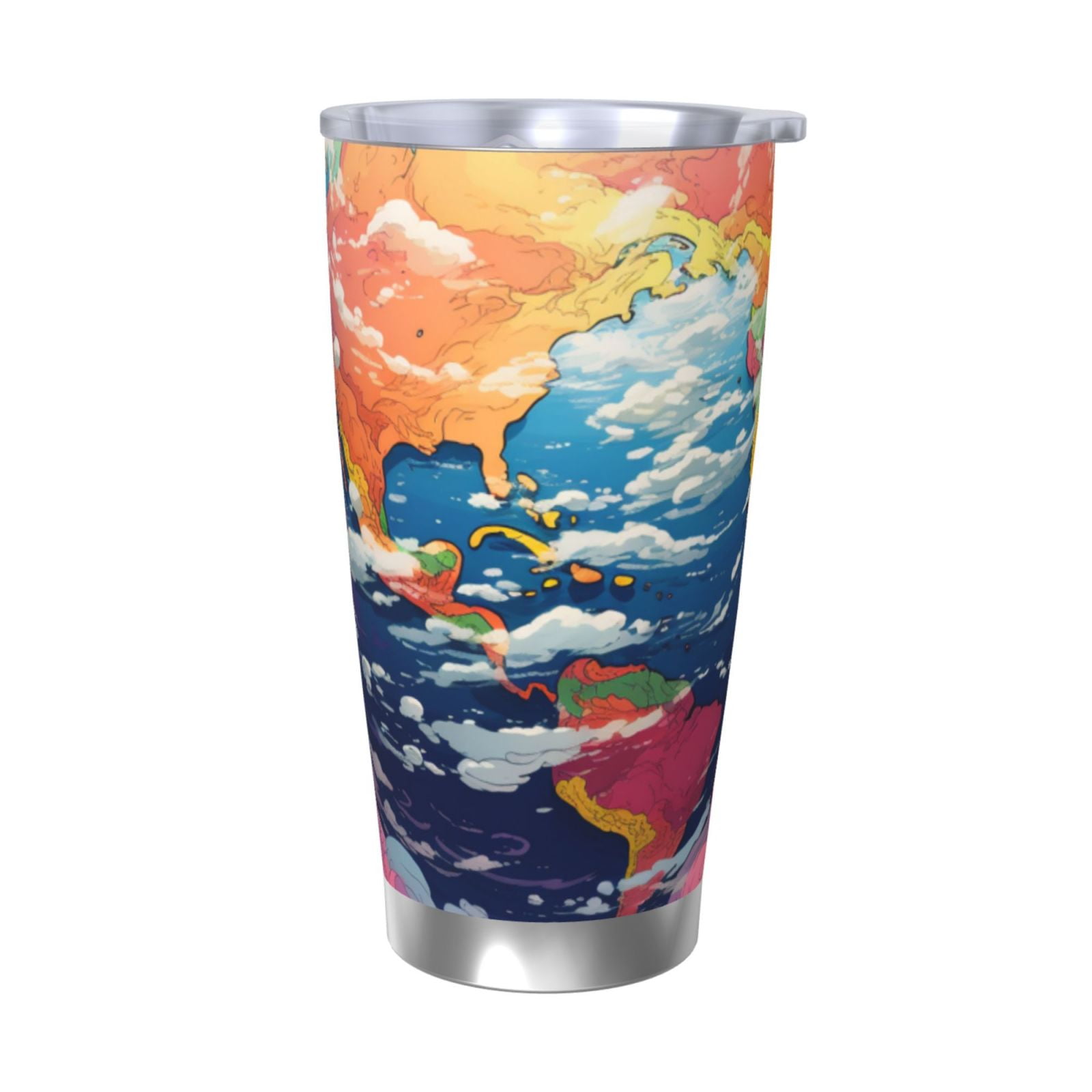 Derioi Colorful Whimsical Earth for 20oz Tumbler with Lid for Hot and ...