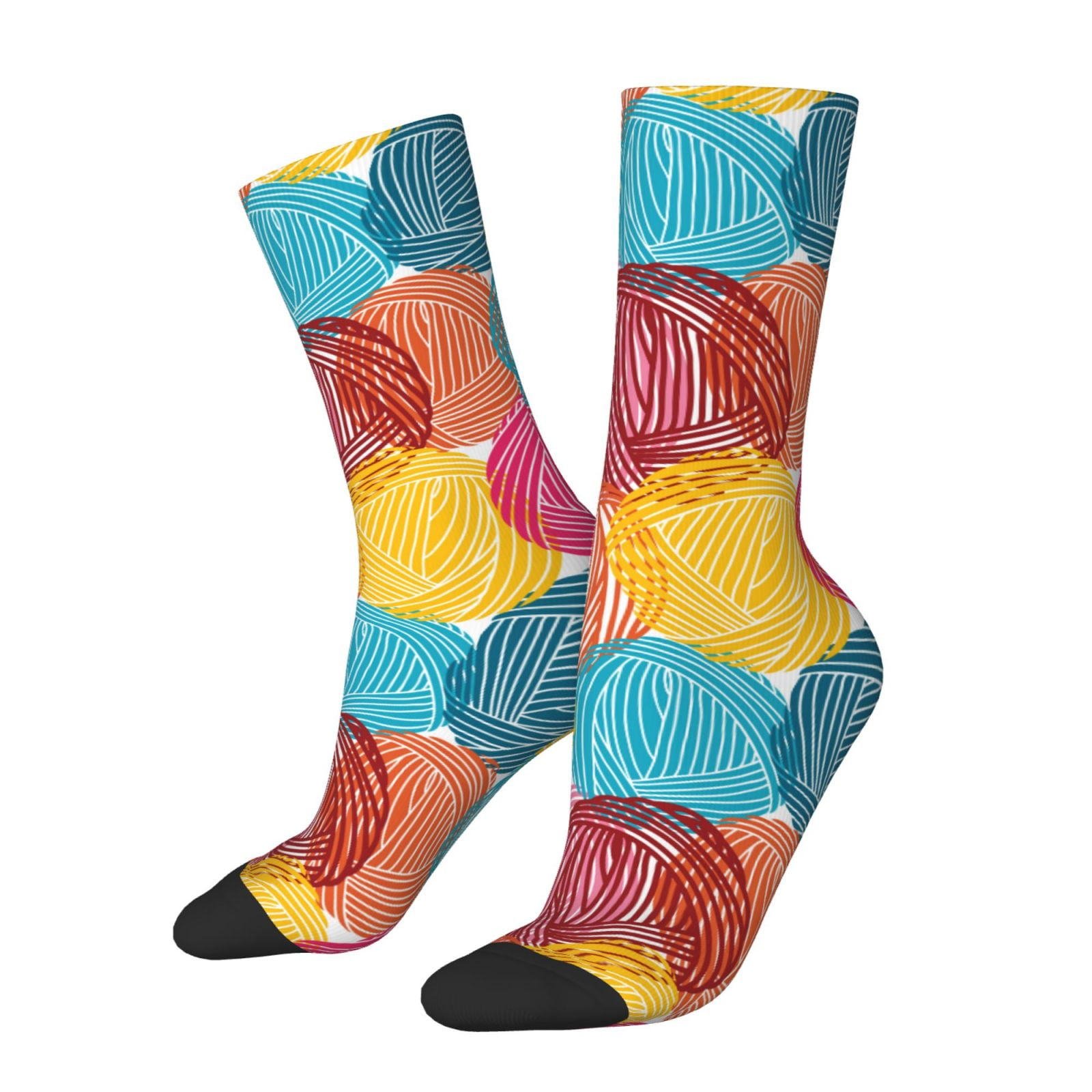 Derioi Colorful Wool Balls Printed Middle Tube Socks for Adults for ...