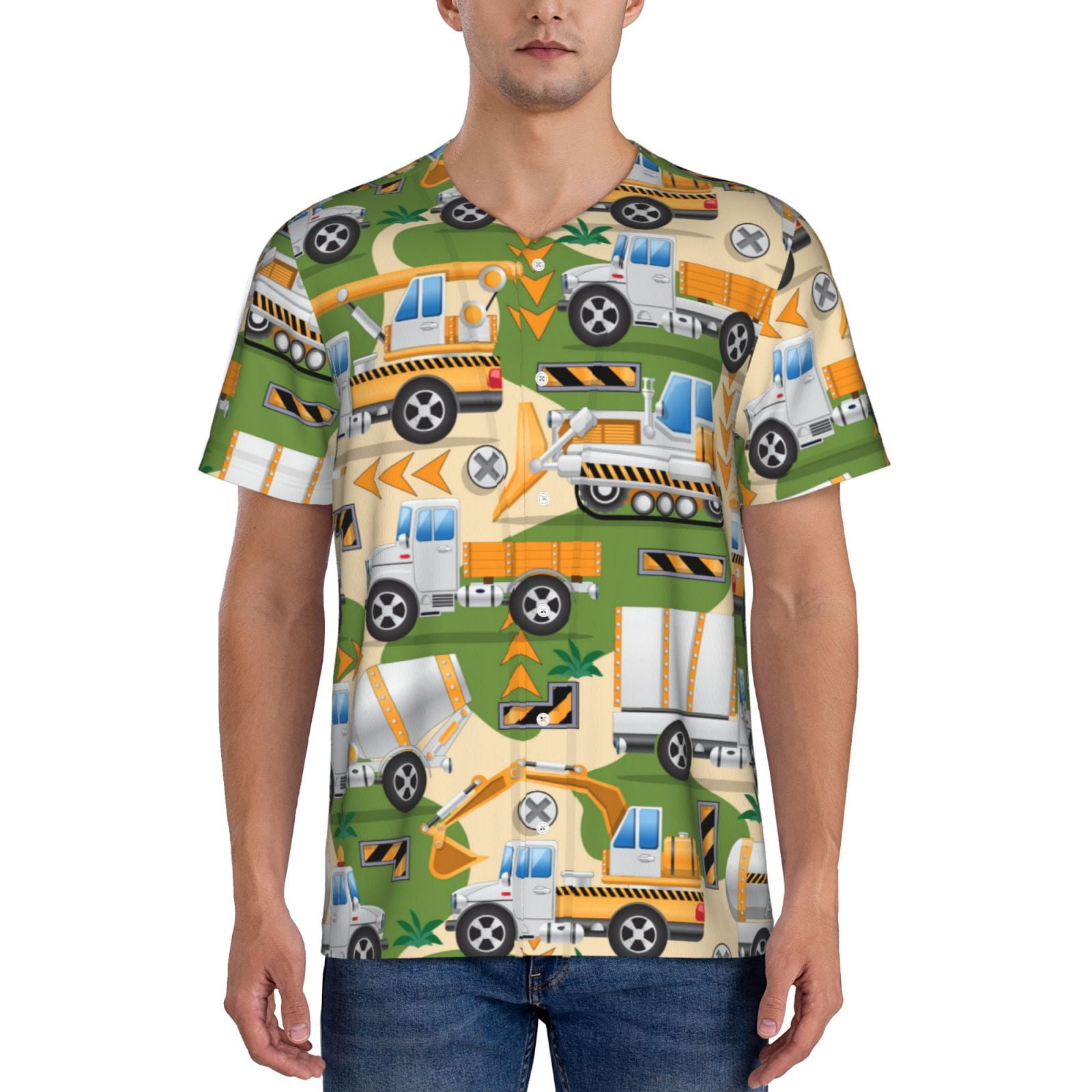 Derioi Construction Machinery1 for Men's Baseball T-shirt Short Sleeves ...