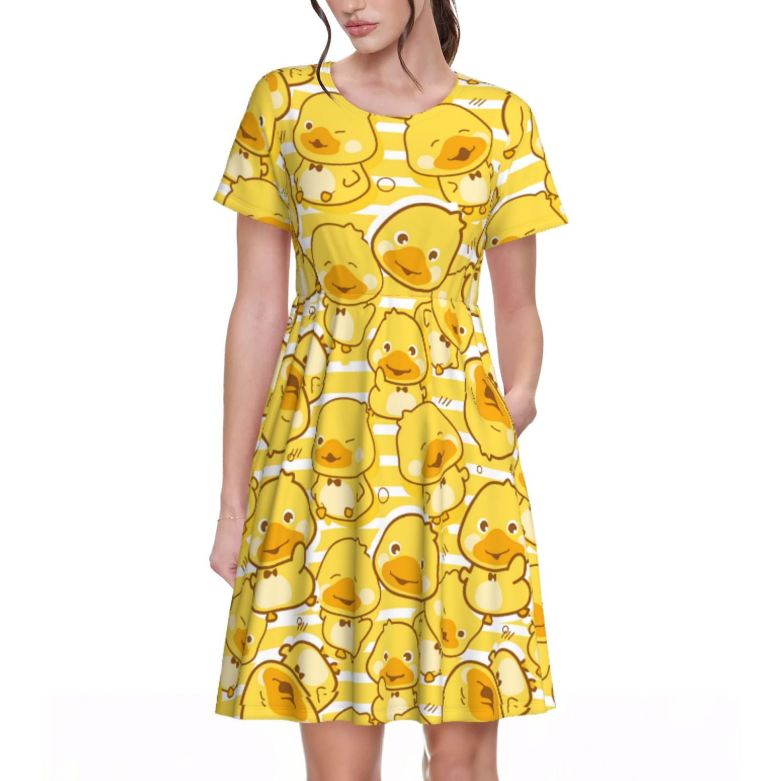 Derioi Cool Duck With Yellow Strip for Summer Short Sleeve Swing ...
