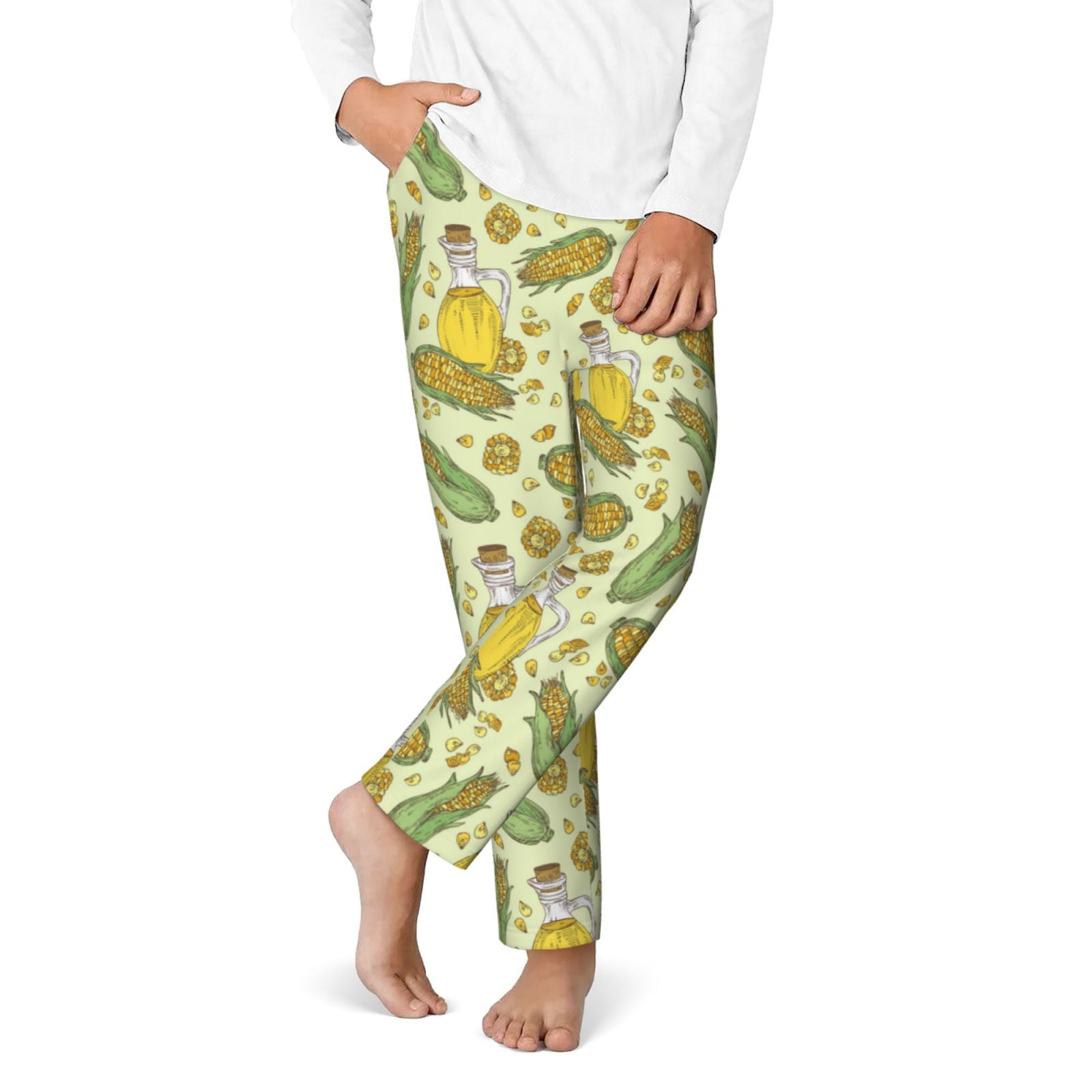 Derioi Corn And Corn Oil for Pajama Pants Men Elastic Waistband Sleep ...