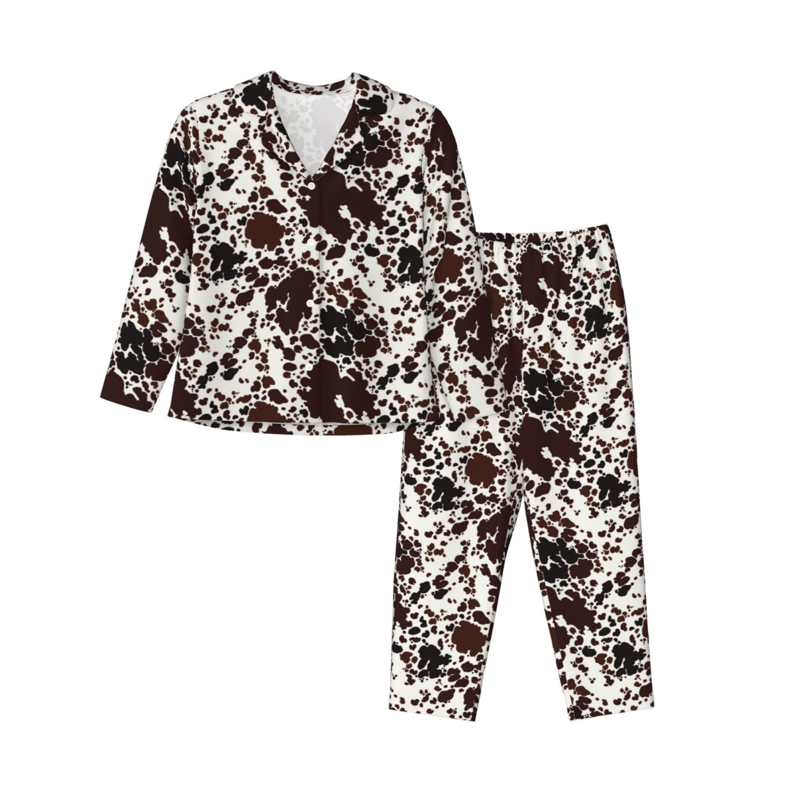 Derioi Cow Skin for Button Up Pajamas for Women Women’s Sleepwear Pj ...