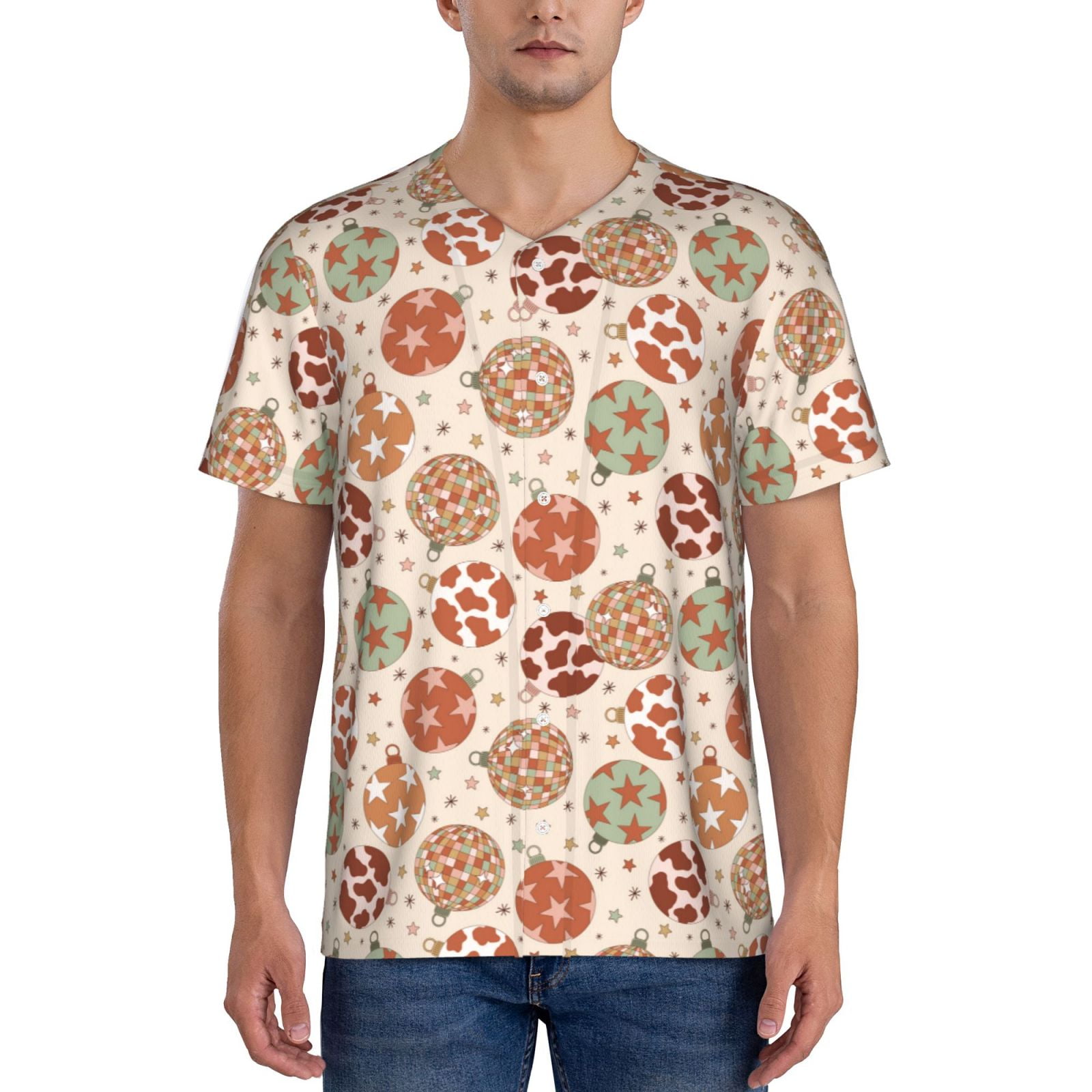 Derioi Cow Spots And Disco Ball for Men's Baseball T-shirt Short ...