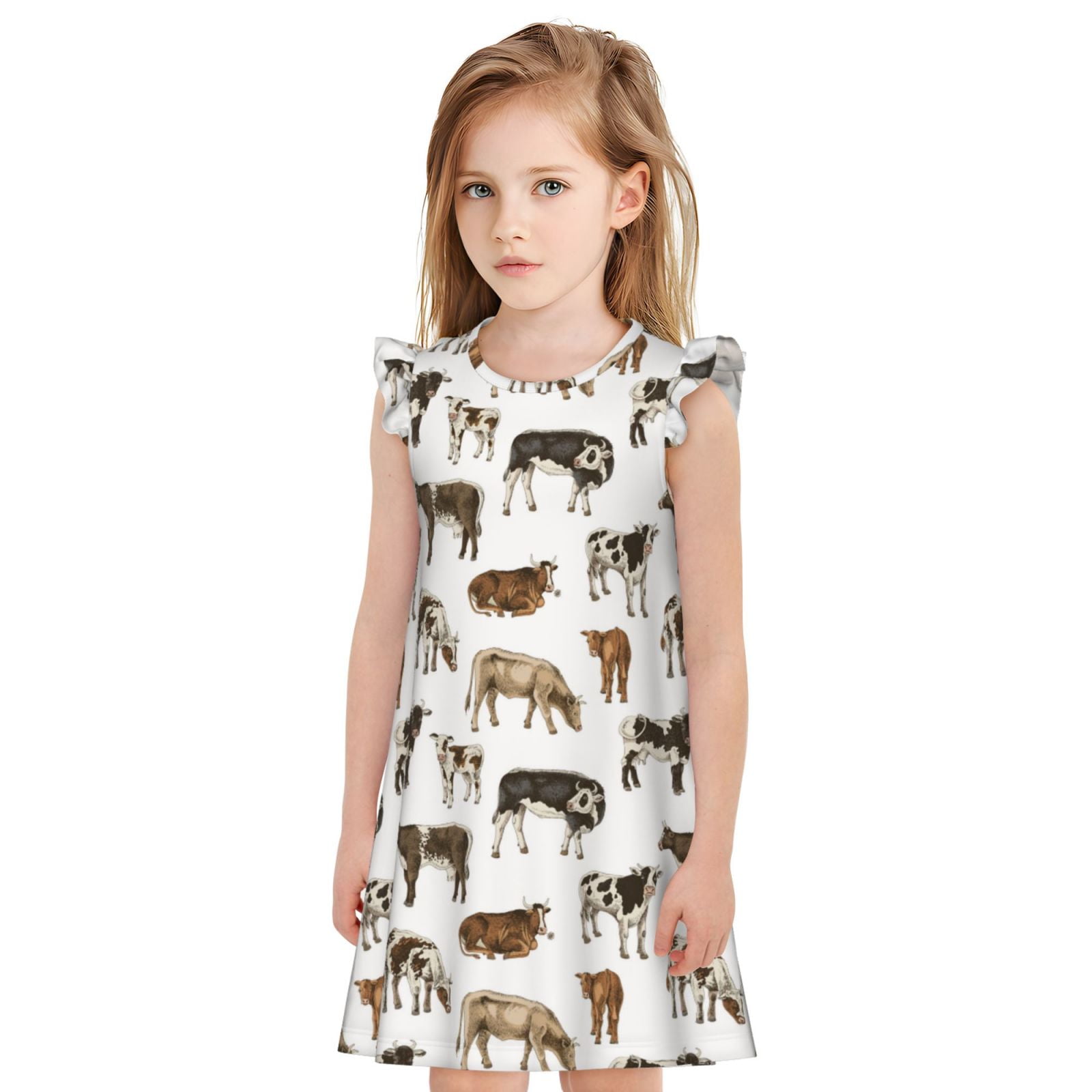 Derioi Cow for Girls Nightgowns Night Dress Sleepwear Pajamas for Kids ...