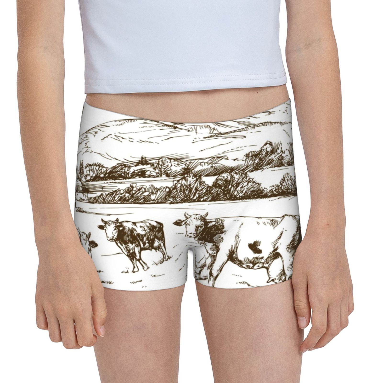 Derioi Cows Grazing On The Meadow 2 for Girls' Soft Mid-Rise Boxer ...