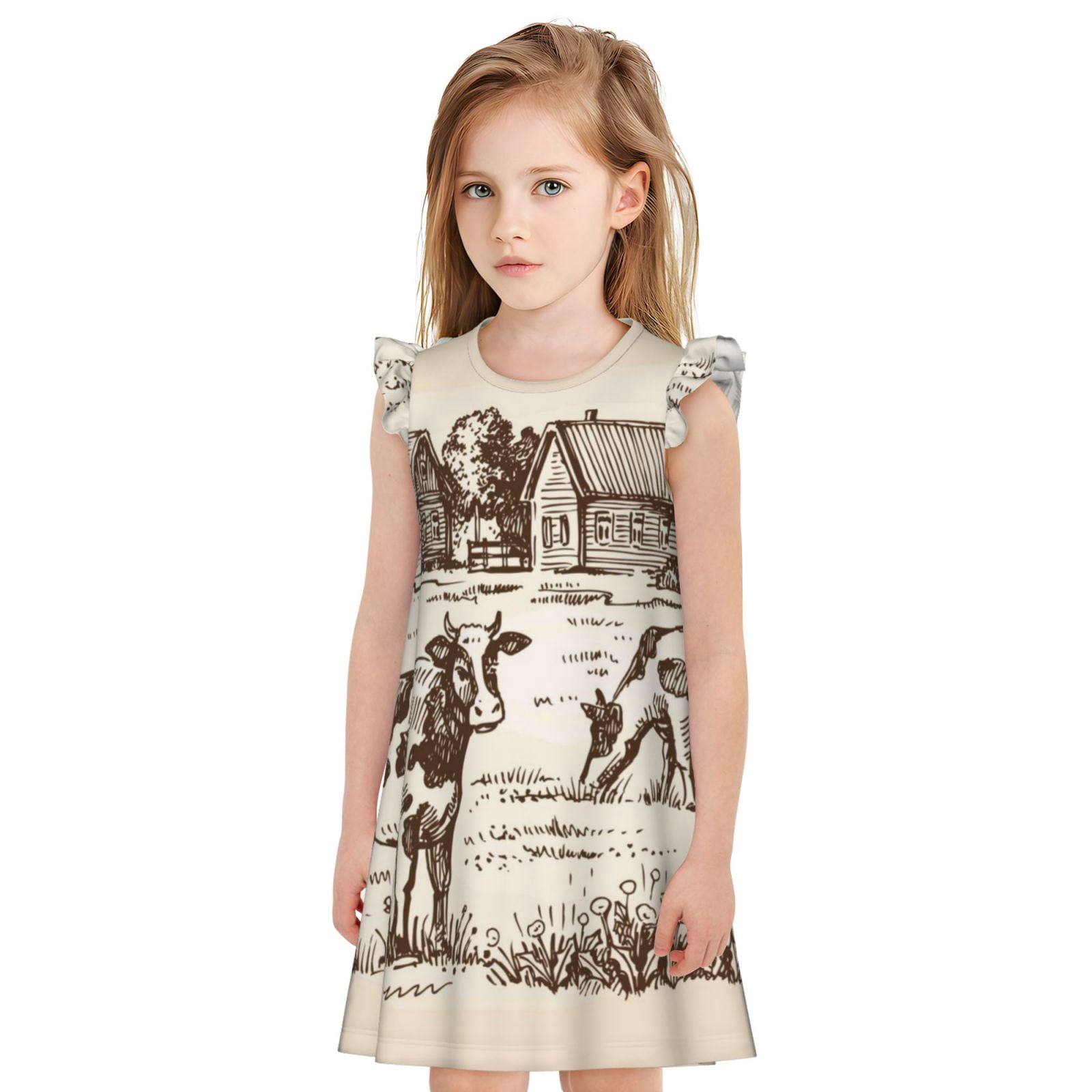 Derioi Cows On The Farm for Girls Nightgowns Night Dress Sleepwear ...