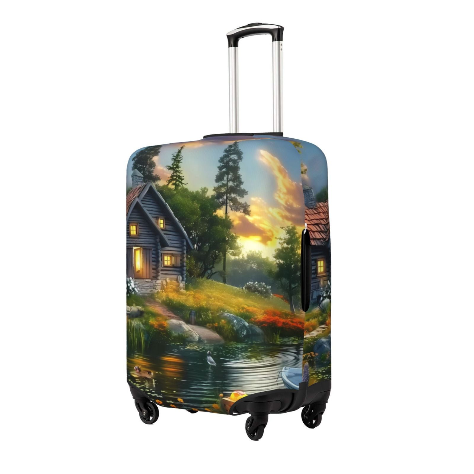 Derioi Cozy Cottage Lakeside Sunset for Suitcase Cover Protector Fit 18 ...