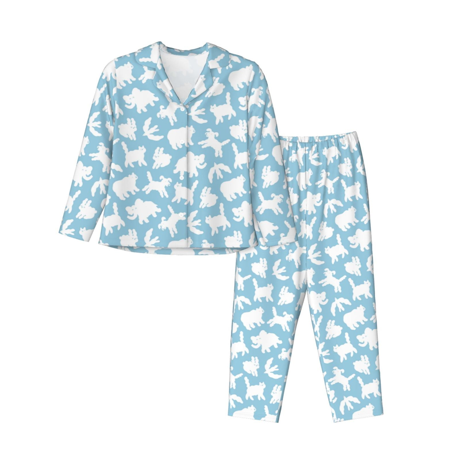 Derioi Cute Animals for Button Up Pajamas for Women Women’s Sleepwear Pj Sets for Woman-Small ...