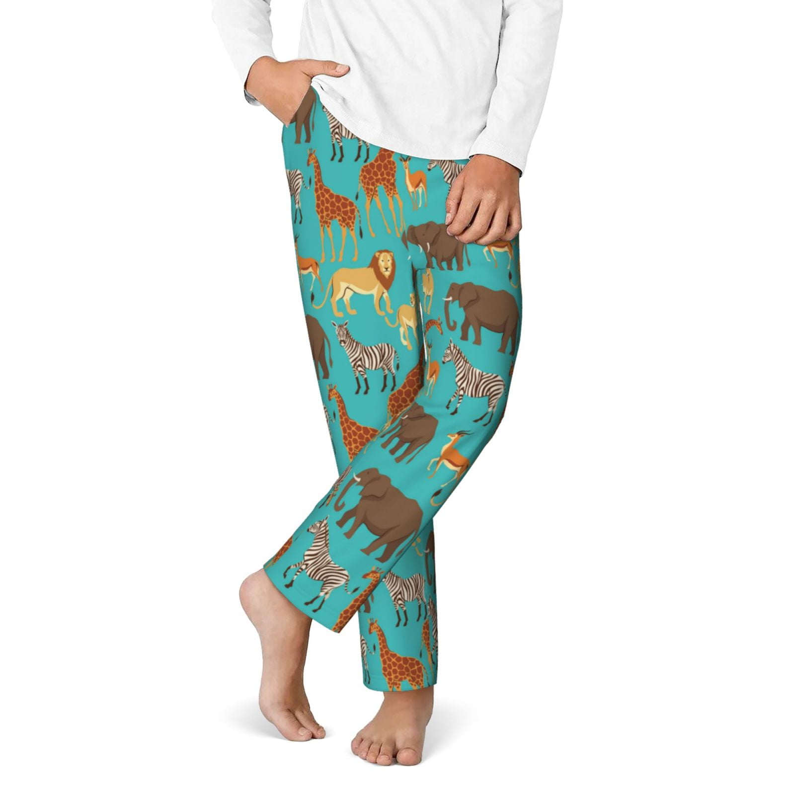 Derioi Cute Animals for Pajama Pants Men Elastic Waistband Sleep Pajama ...