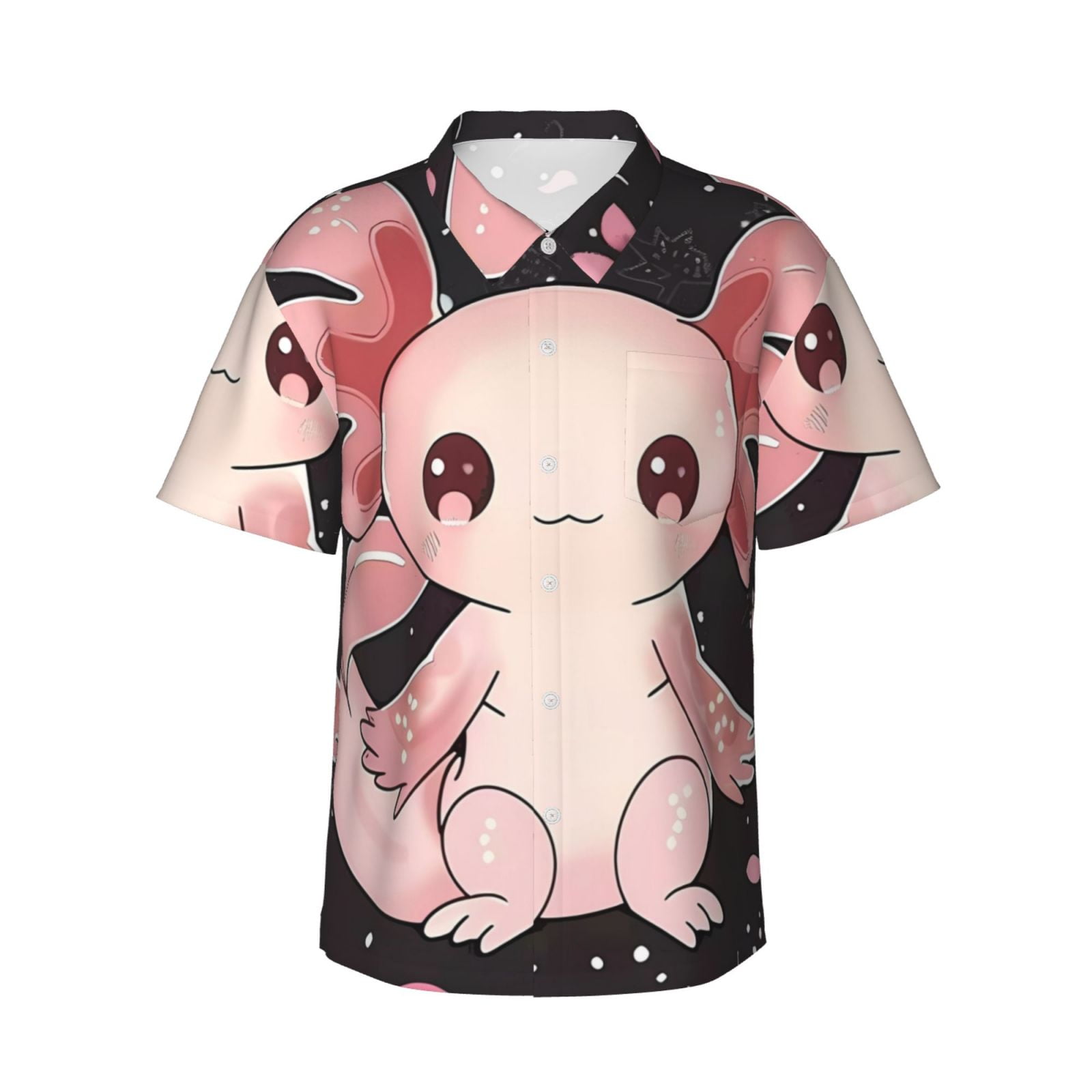 Derioi Cute Axolotl Sakura Blossoms for Hawaiian Shirt for Men Casual ...